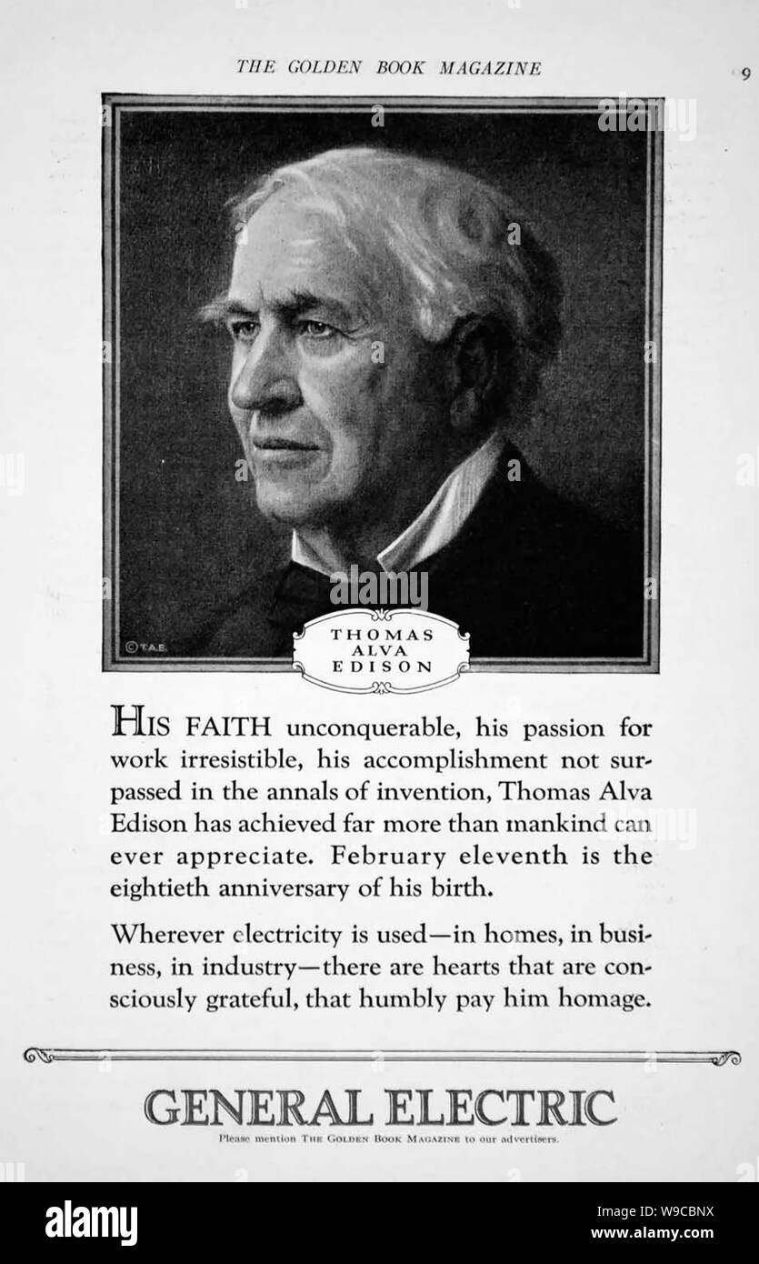 THOMAS ALVA EDISON (1847-1931) American inventor and businessman Stock ...