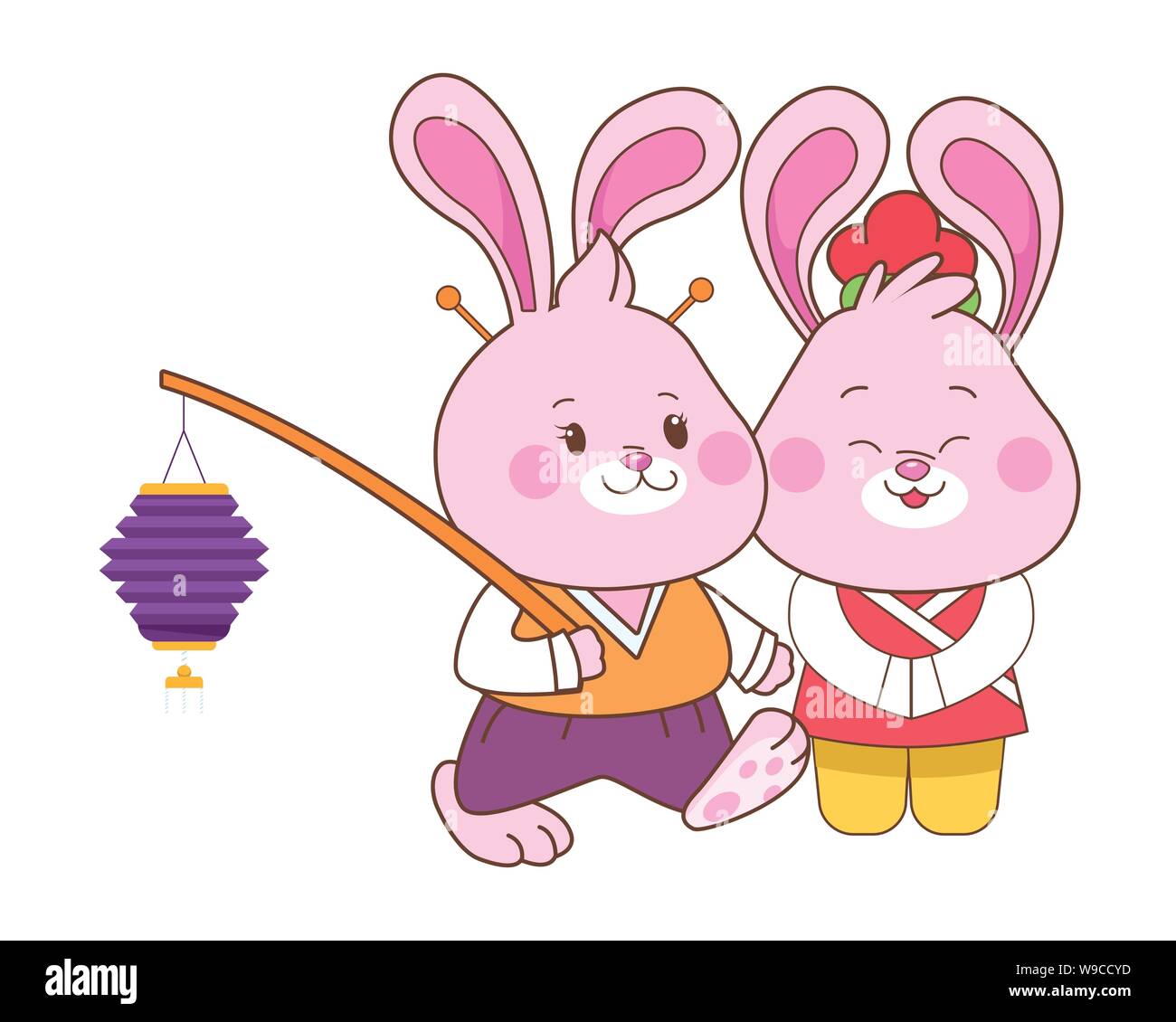 Rabbits in mid autumn festival cartoons Stock Vector Image & Art - Alamy