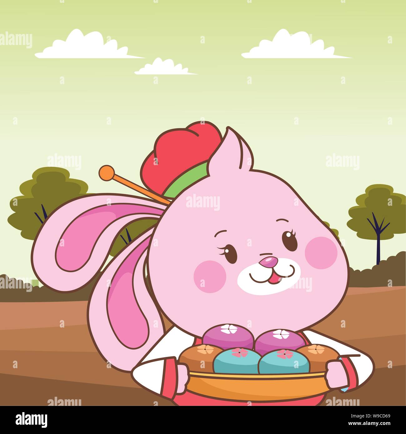 Mid autumn cute rabbit cartoon Stock Vector Image & Art - Alamy