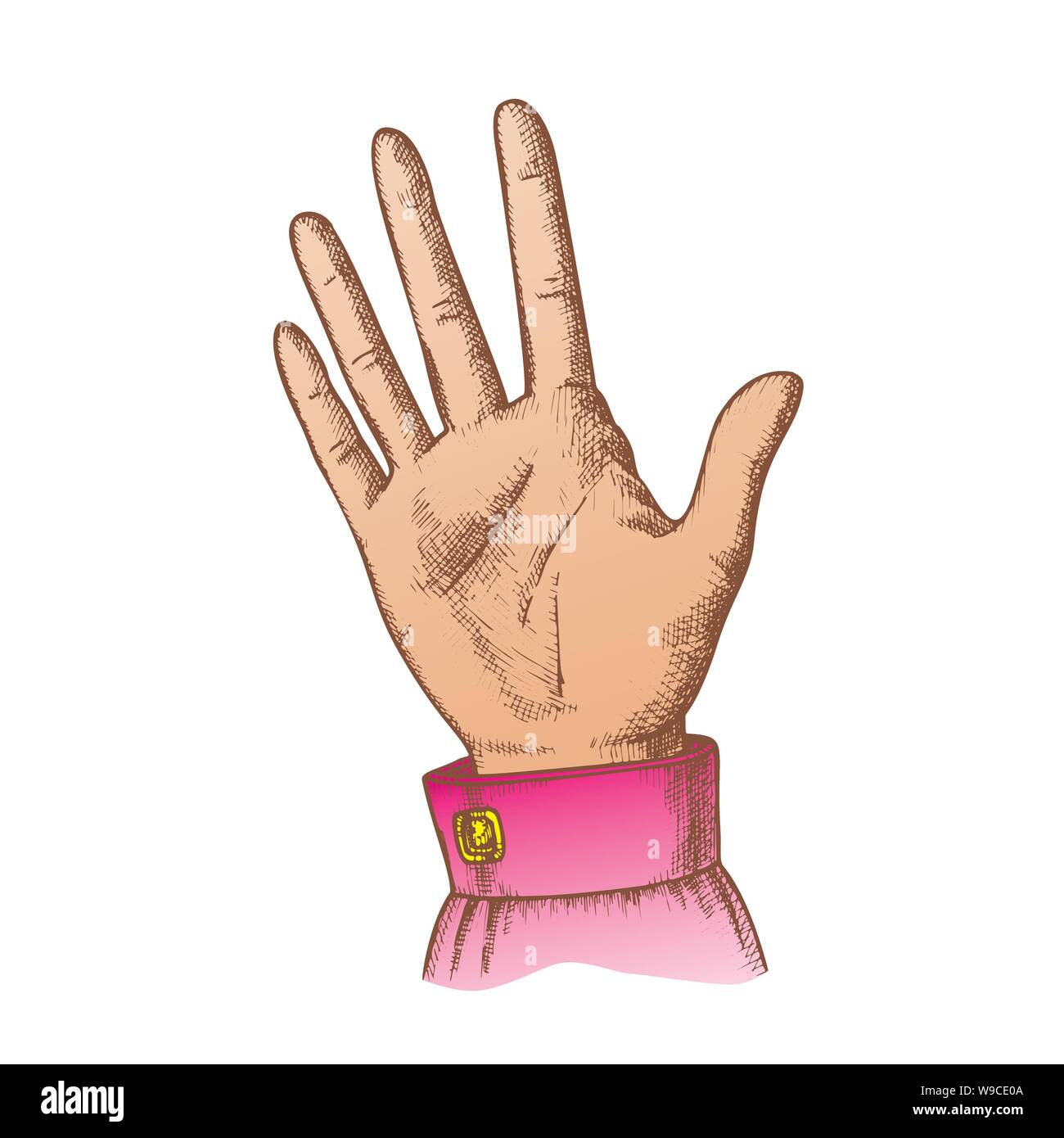 Color Female Hand Make Gesture Five Fingers Up Vector Stock Vector ...