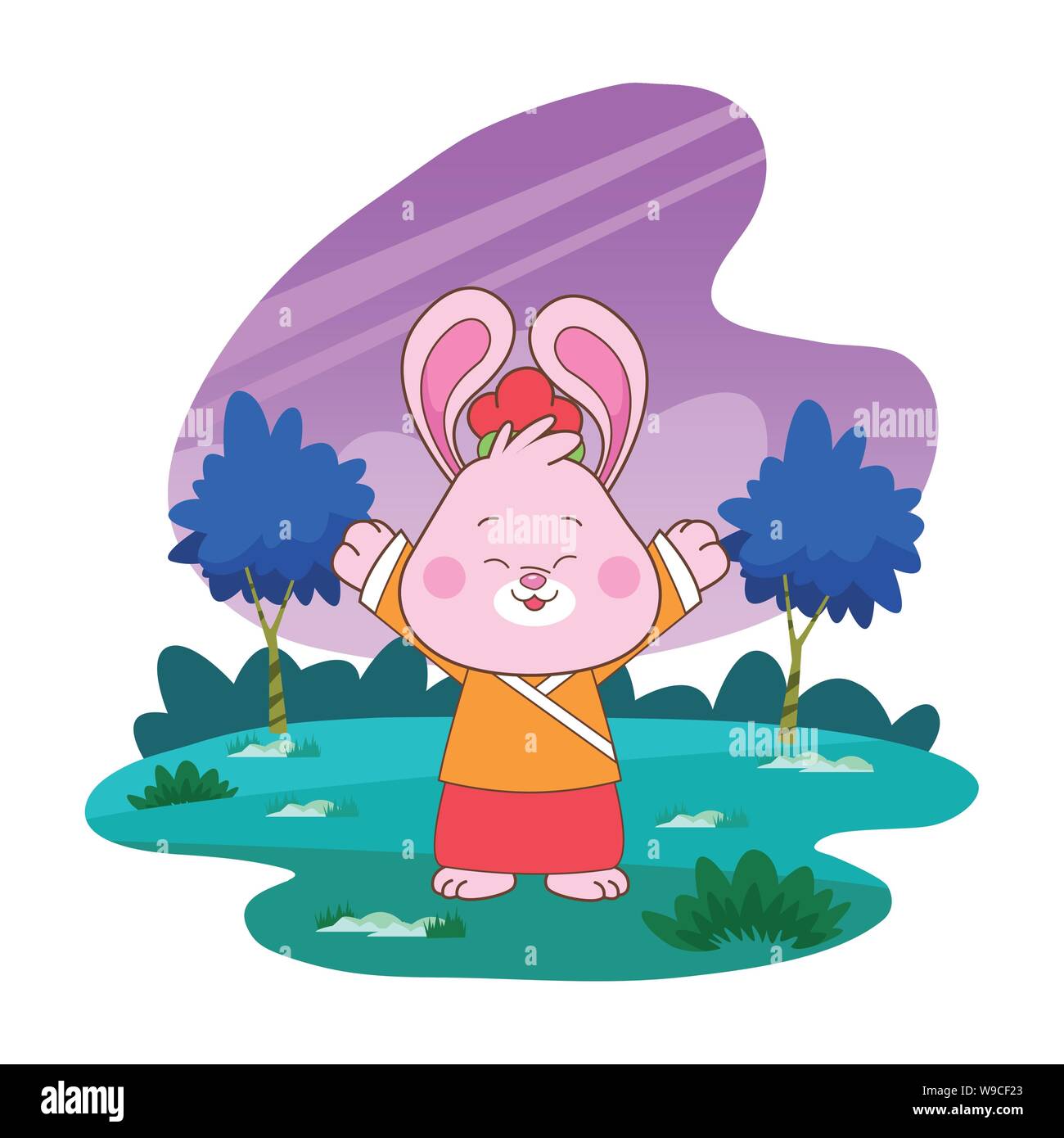 Mid autumn cute rabbit cartoon Stock Vector Image & Art - Alamy