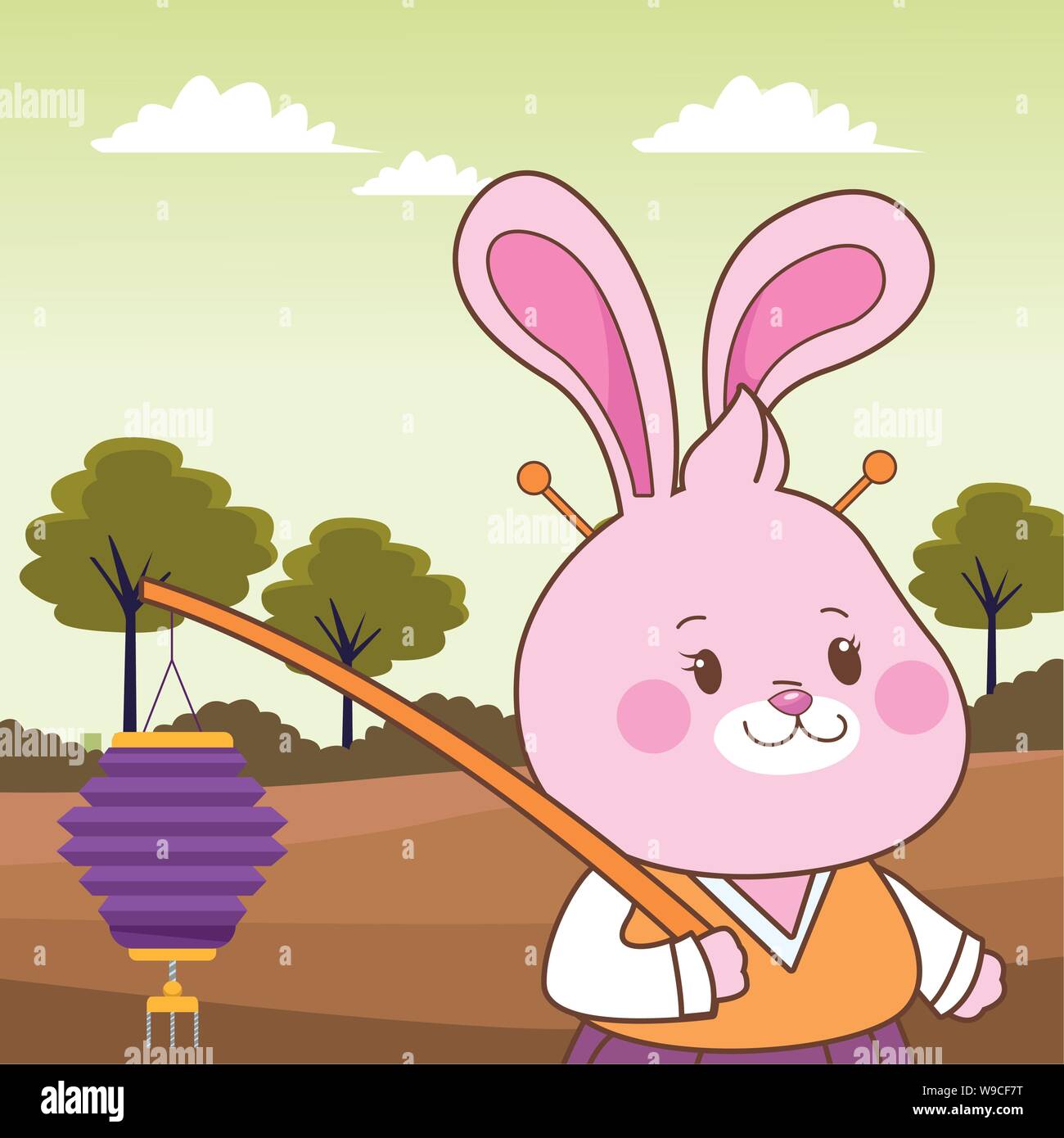 Mid autumn cute rabbit cartoon Stock Vector Image & Art - Alamy