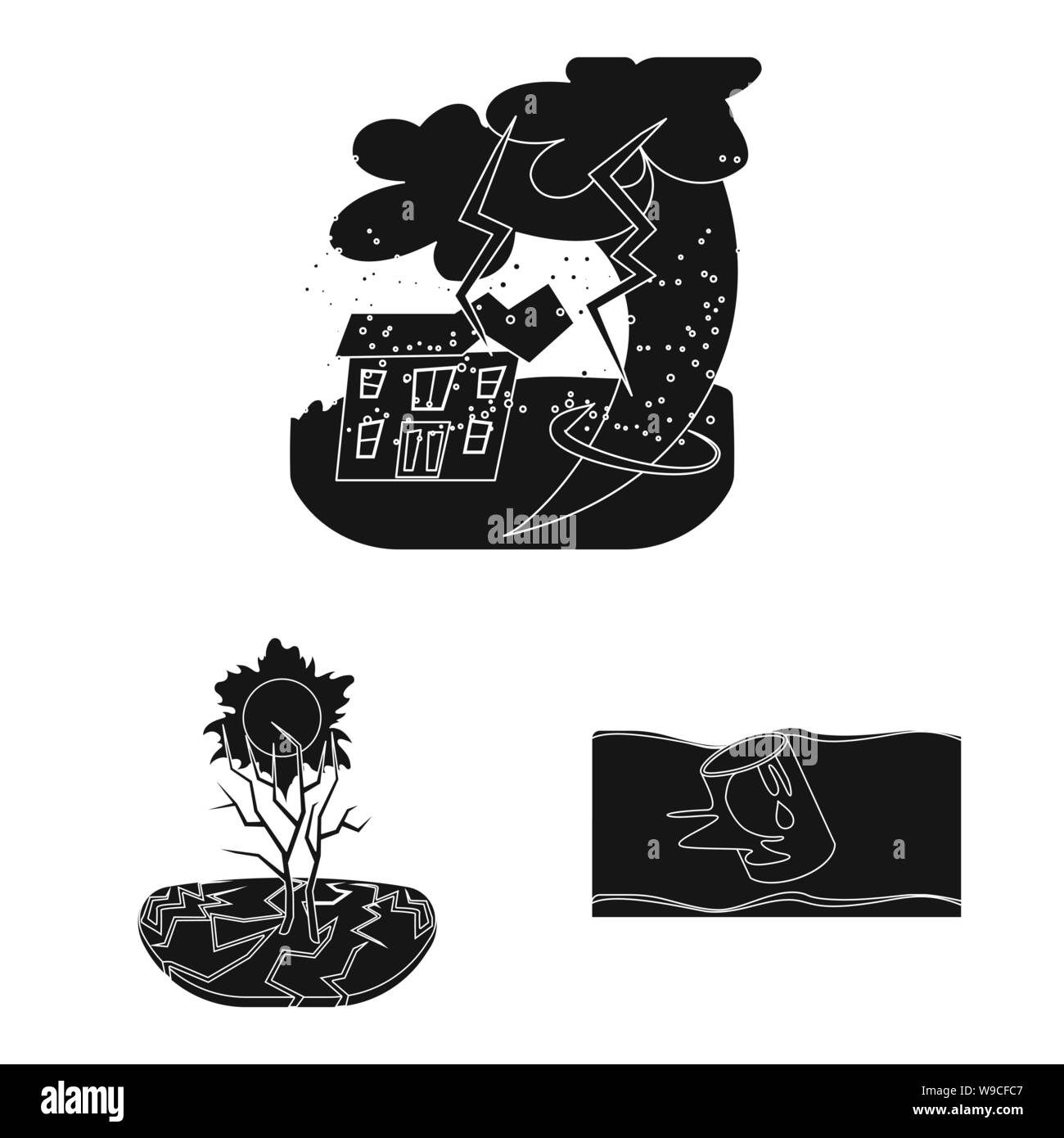 Vector illustration of calamity and crash logo. Set of calamity and ...