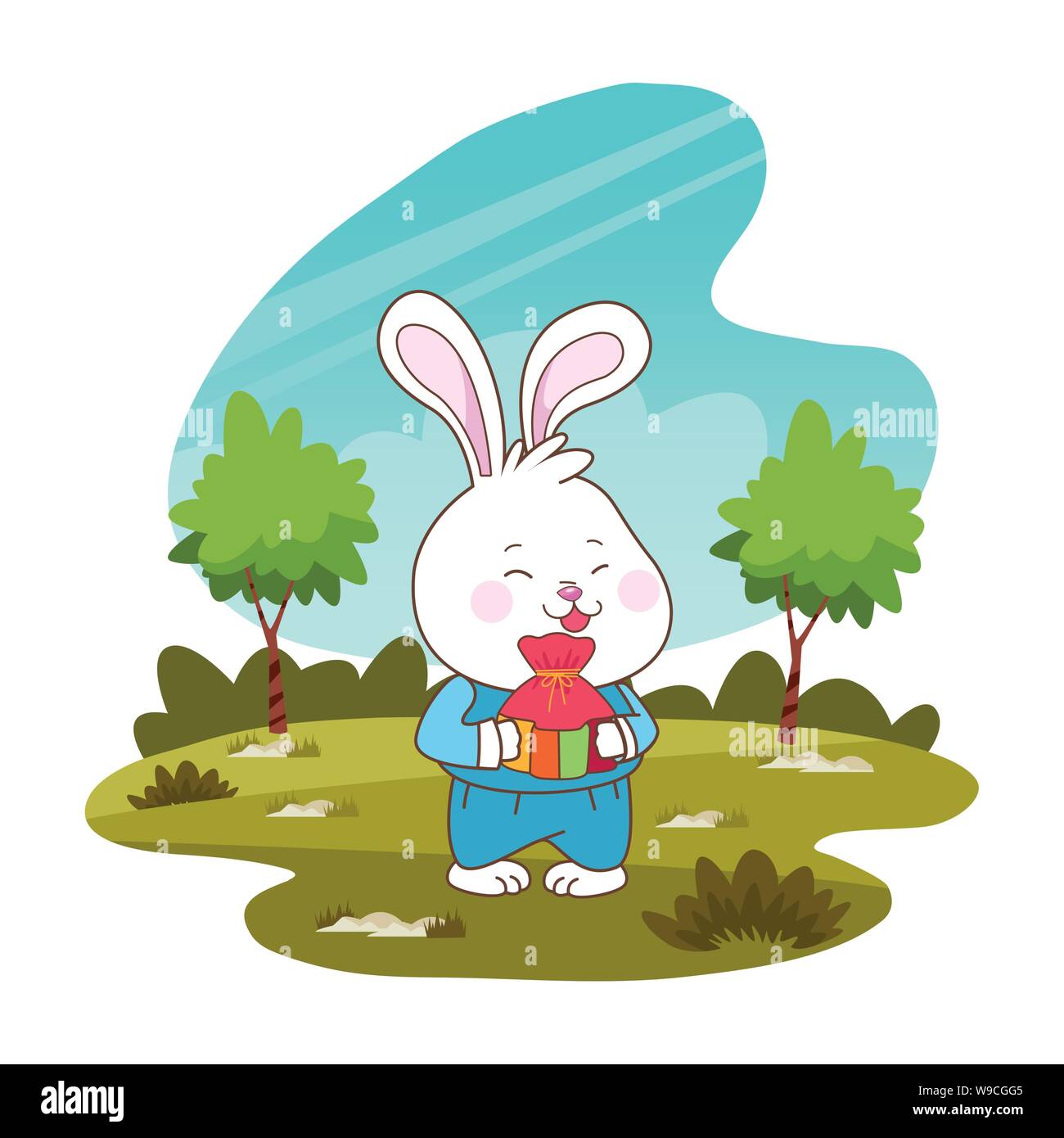 Mid autumn cute rabbit cartoon Stock Vector Image & Art - Alamy