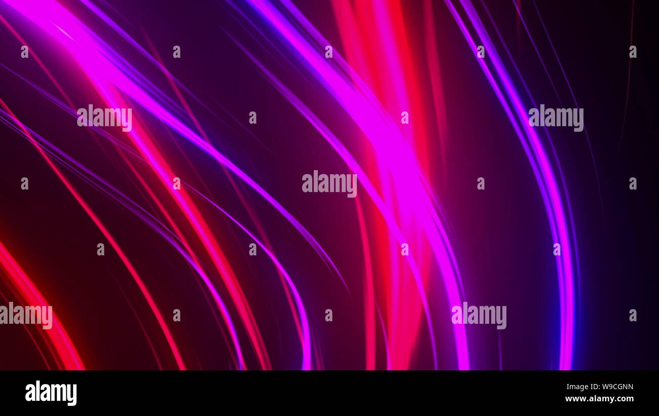 Abstract flying lines in dark space and rays, computer generated modern ...