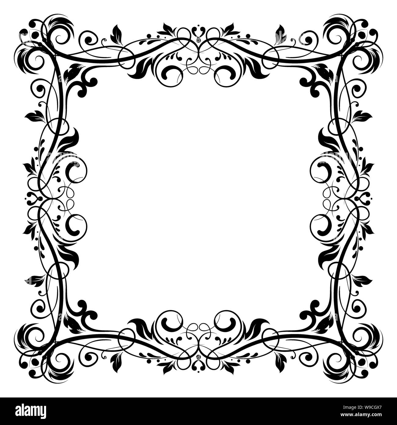 Floral filigree frame. Decorative square design element Stock Vector ...