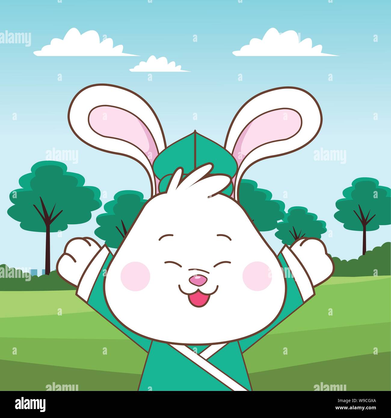 Mid autumn cute rabbit cartoon Stock Vector Image & Art - Alamy
