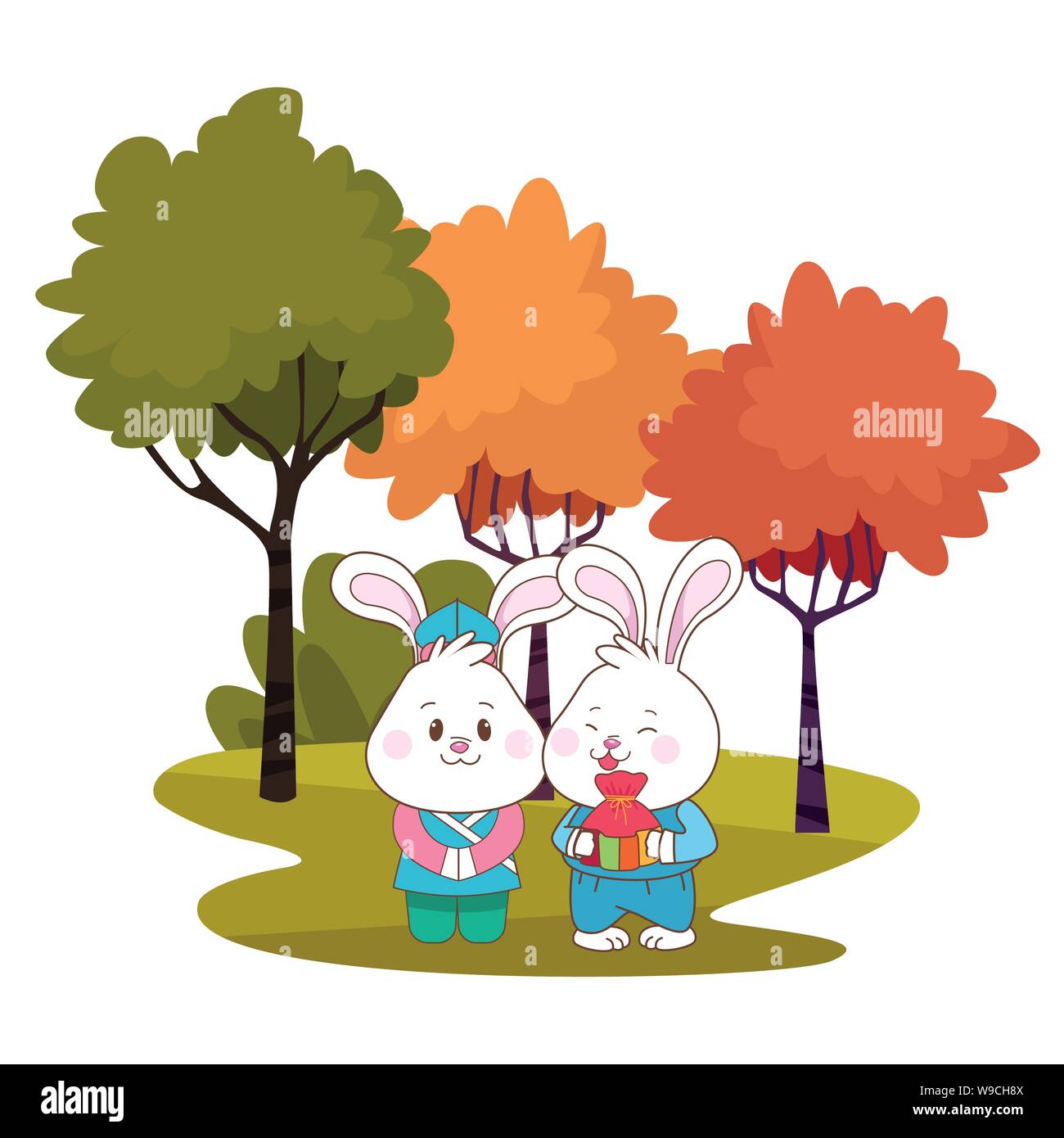 Rabbits in mid autumn festival cartoons Stock Vector Image & Art - Alamy