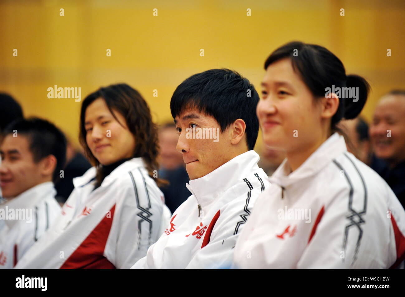 (From right) Chinese womens 200m butterfly world record holder Liu Zige ...