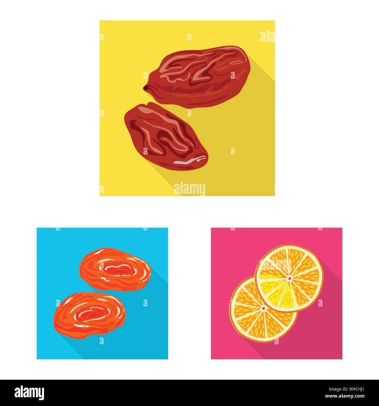 Vector illustration of fruit and dried icon. Set of fruit and food ...