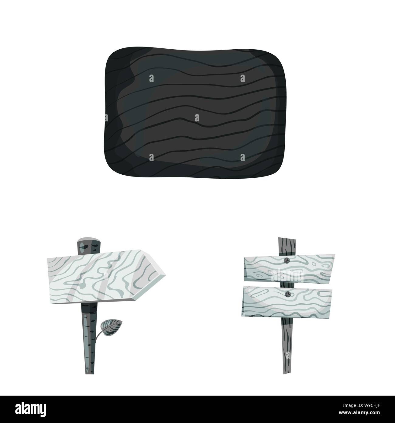 Vector illustration of signboard and wood logo. Set of signboard and ...