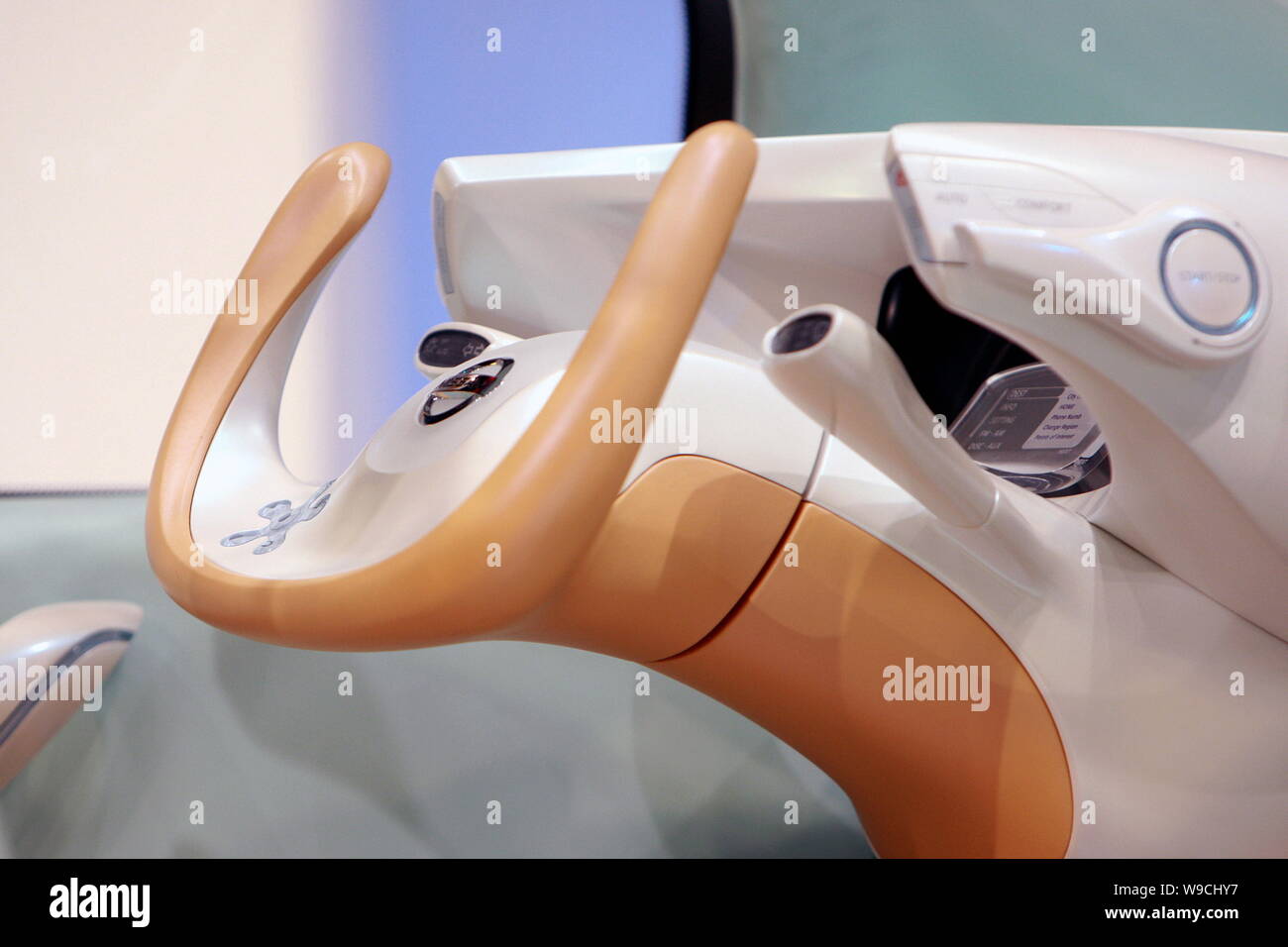 Interior view of a Nissan Nuvu Concept (electric car) at the 13th ...