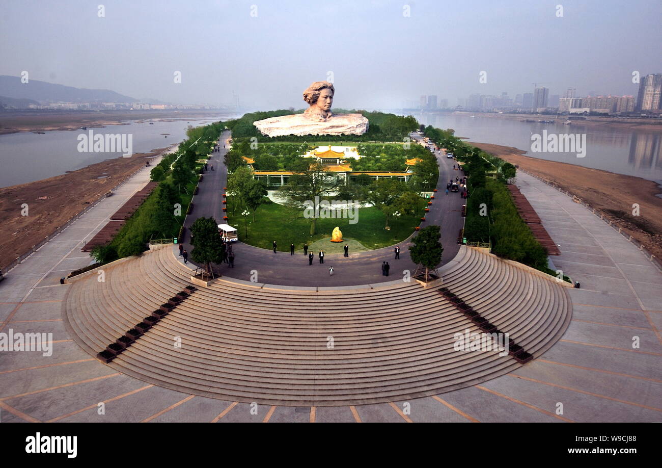 Aerial view of a 32-metre-high statue of late Chinese leader Mao Zedong ...