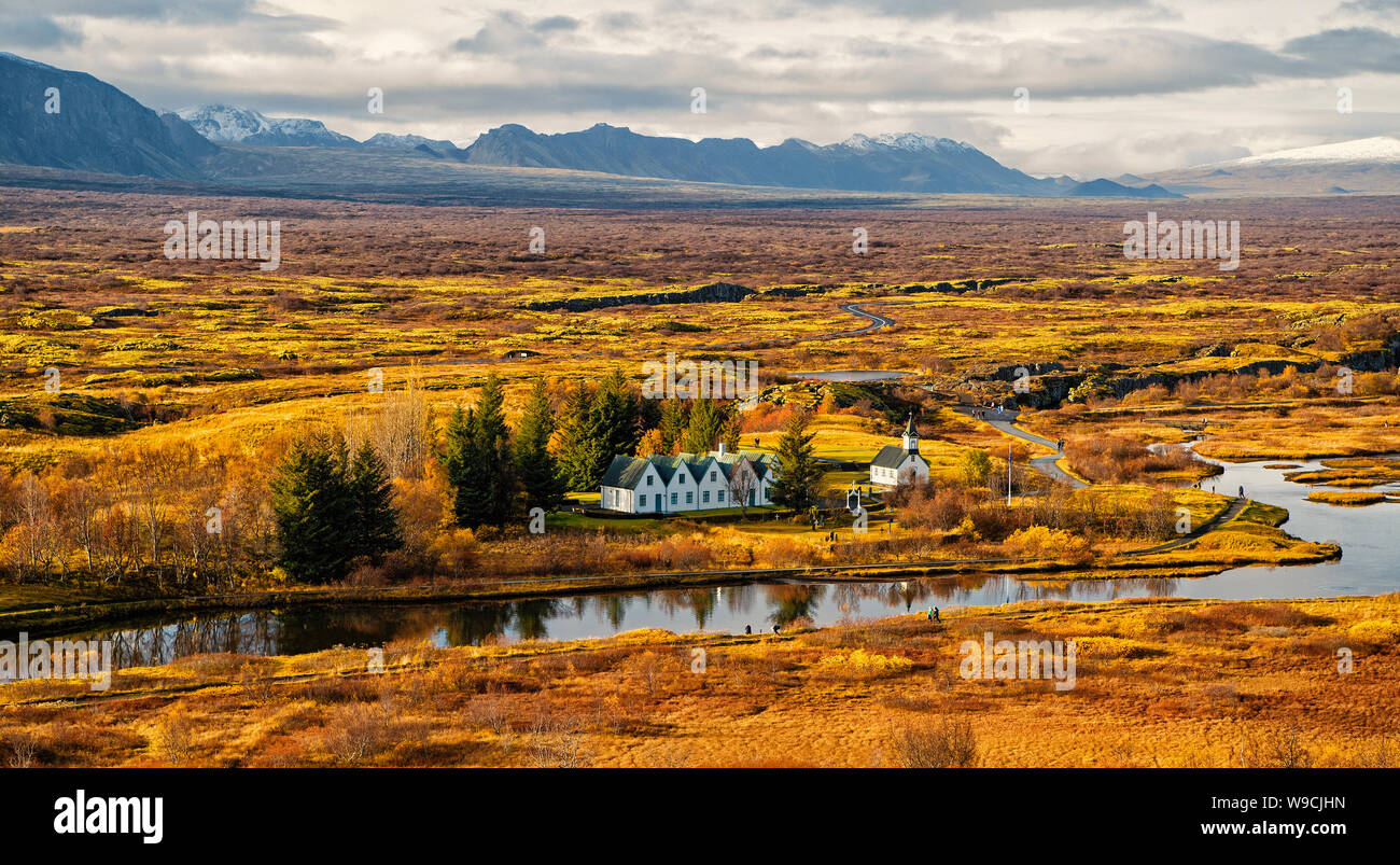 plain thingvellir national park in reykjavik enters to the iceland ...