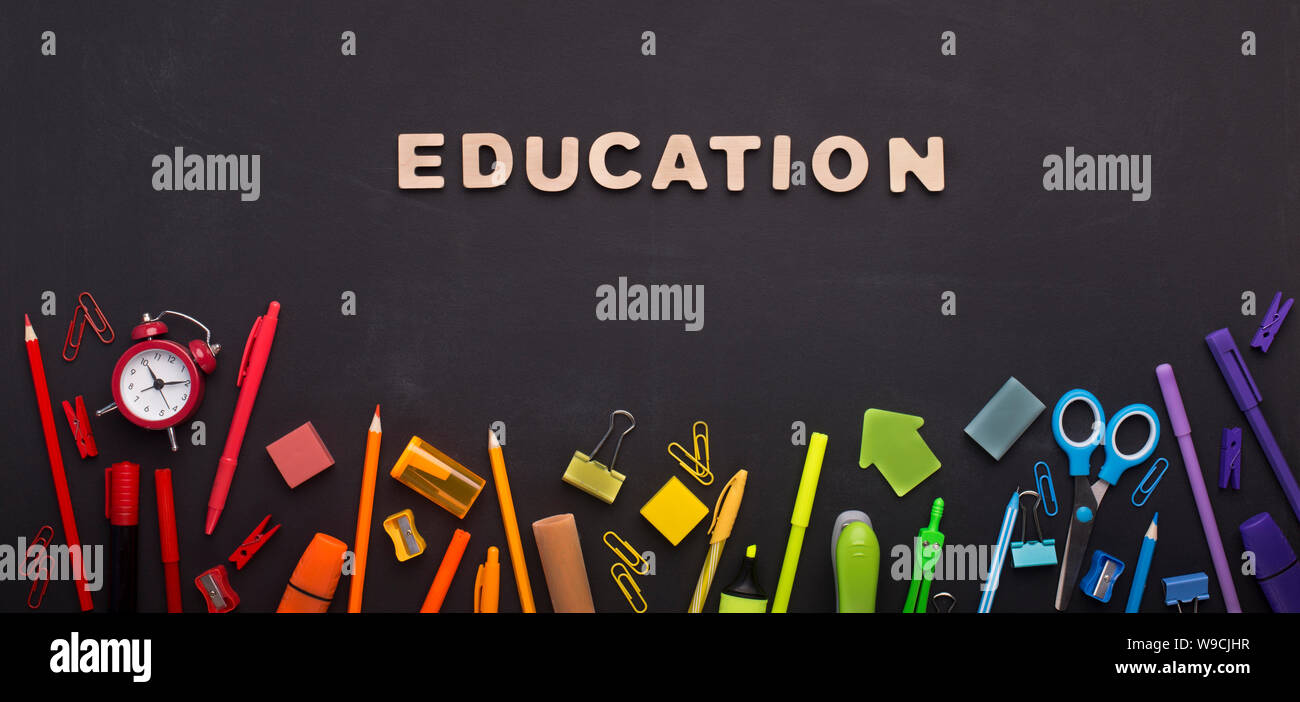 School supplies frame text hi-res stock photography and images - Alamy