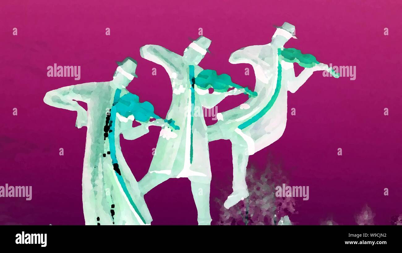 three musicians playing the violin Stock Photo - Alamy