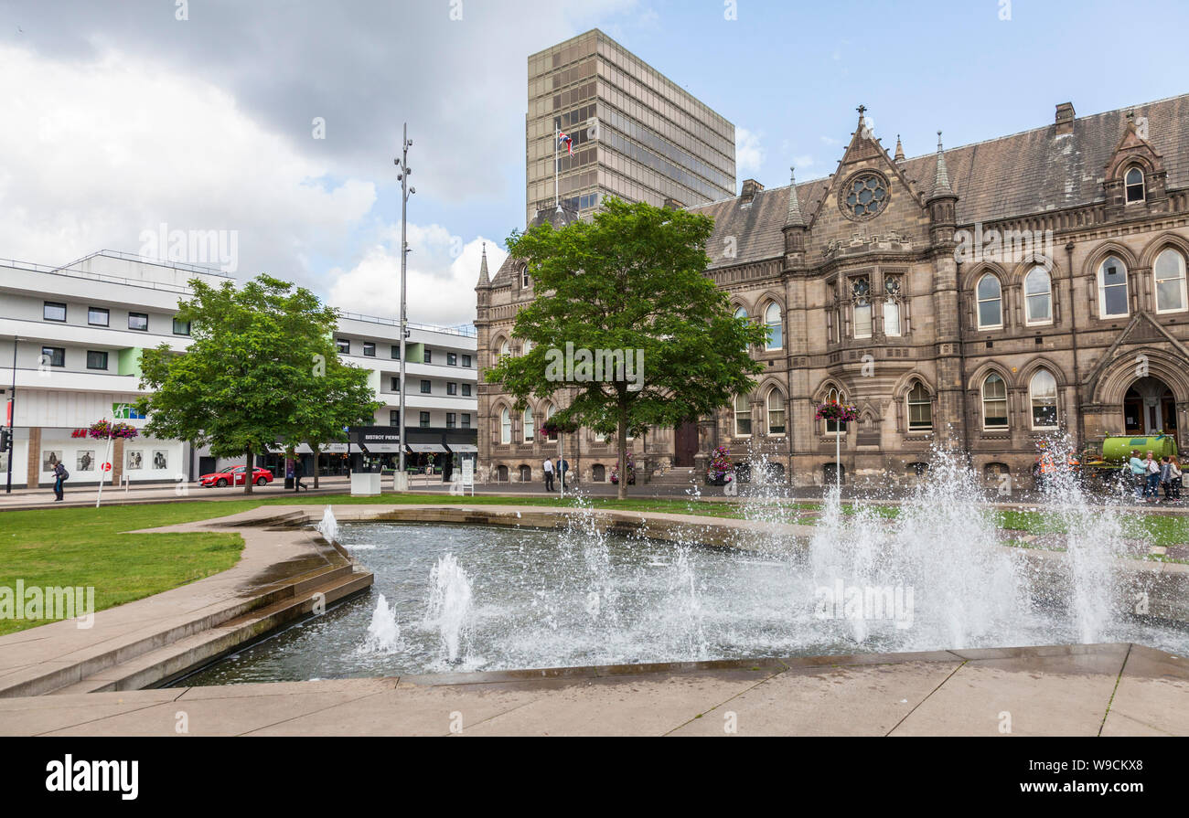 The Town Hall building in Middlesbrough,England,UK with the fountains ...