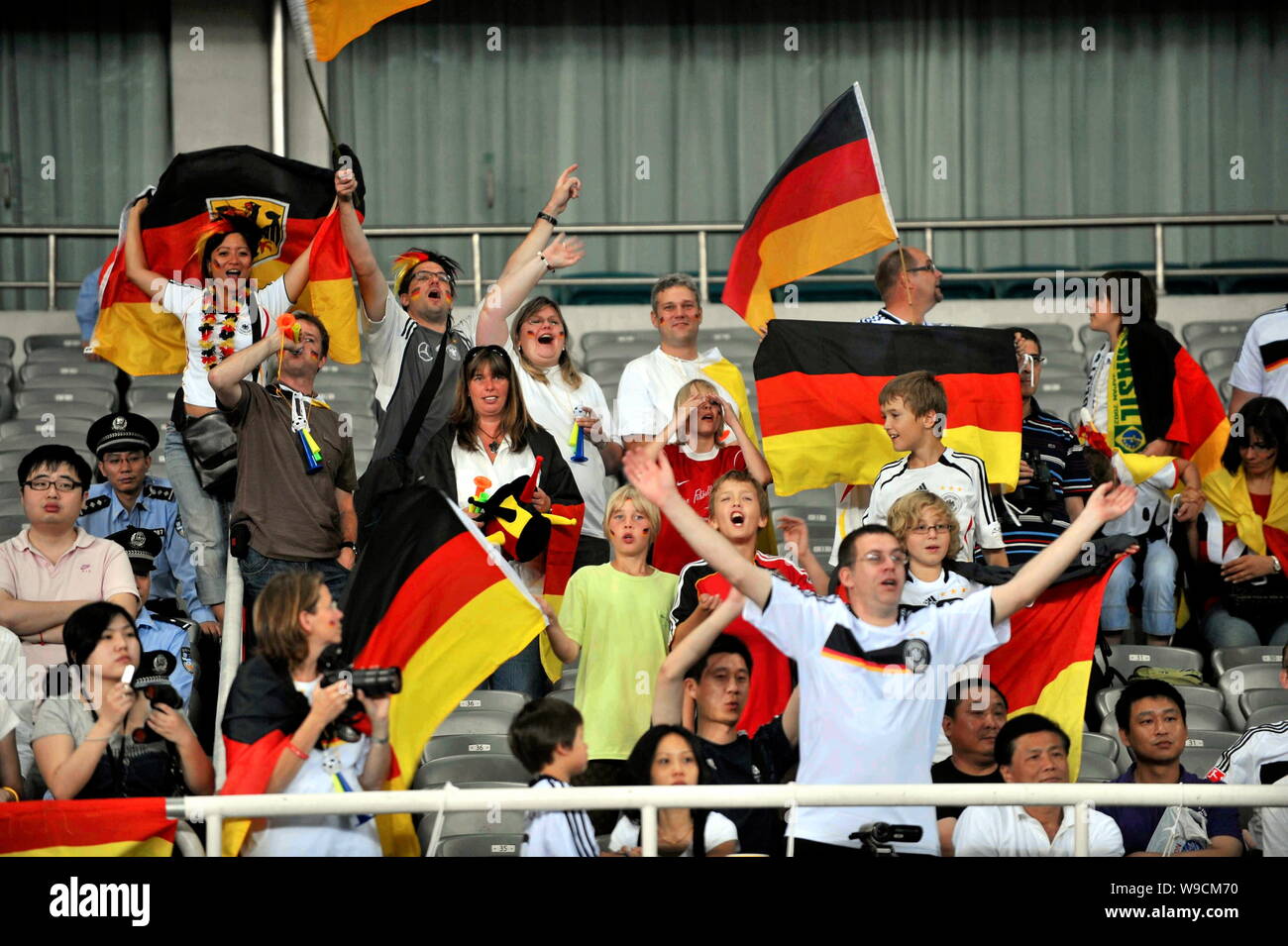 German soccer fans cheer to show support for German national men soccer ...