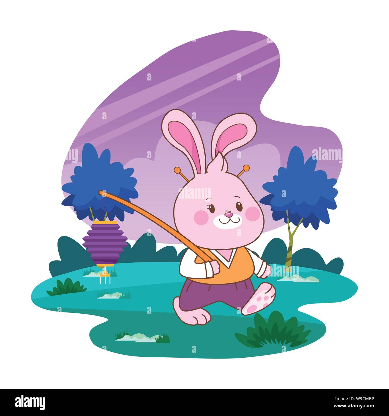 Mid autumn cute rabbit cartoon Stock Vector Image & Art - Alamy