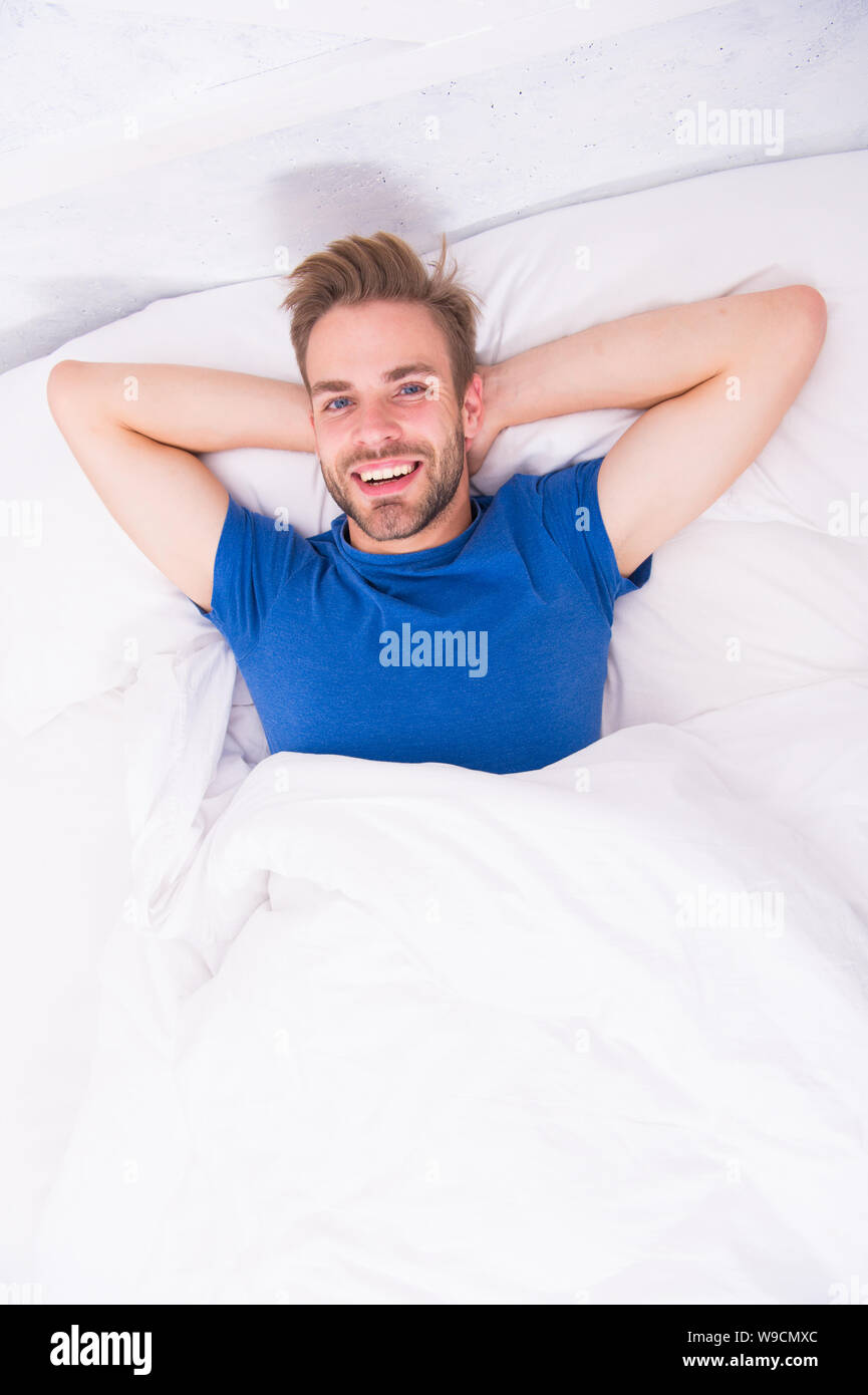 Bearded man face relaxing. Maintaining consistent circadian rhythm ...