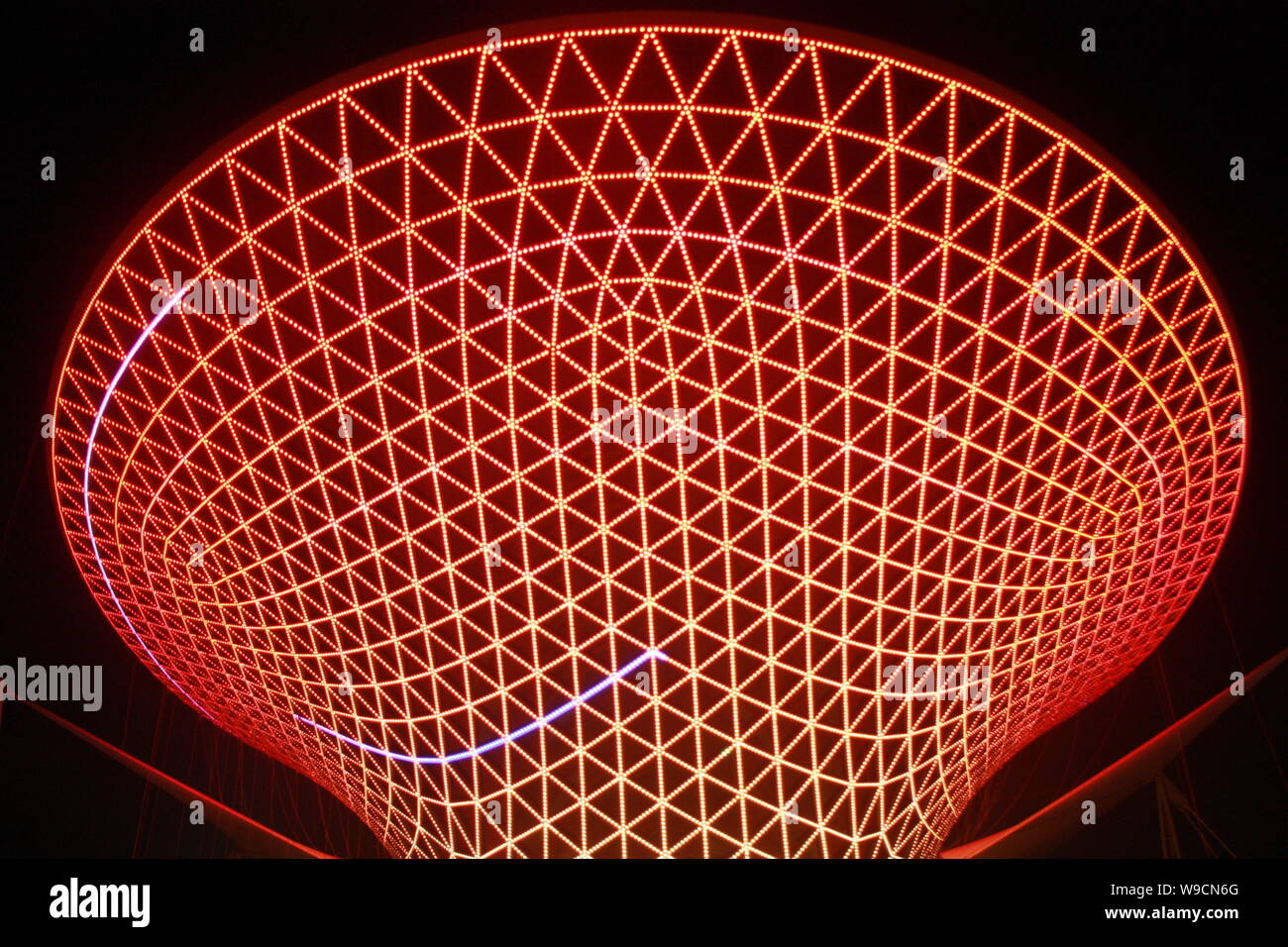 Night view of the Sun Valley in the Expo Axis at the Expo site in ...