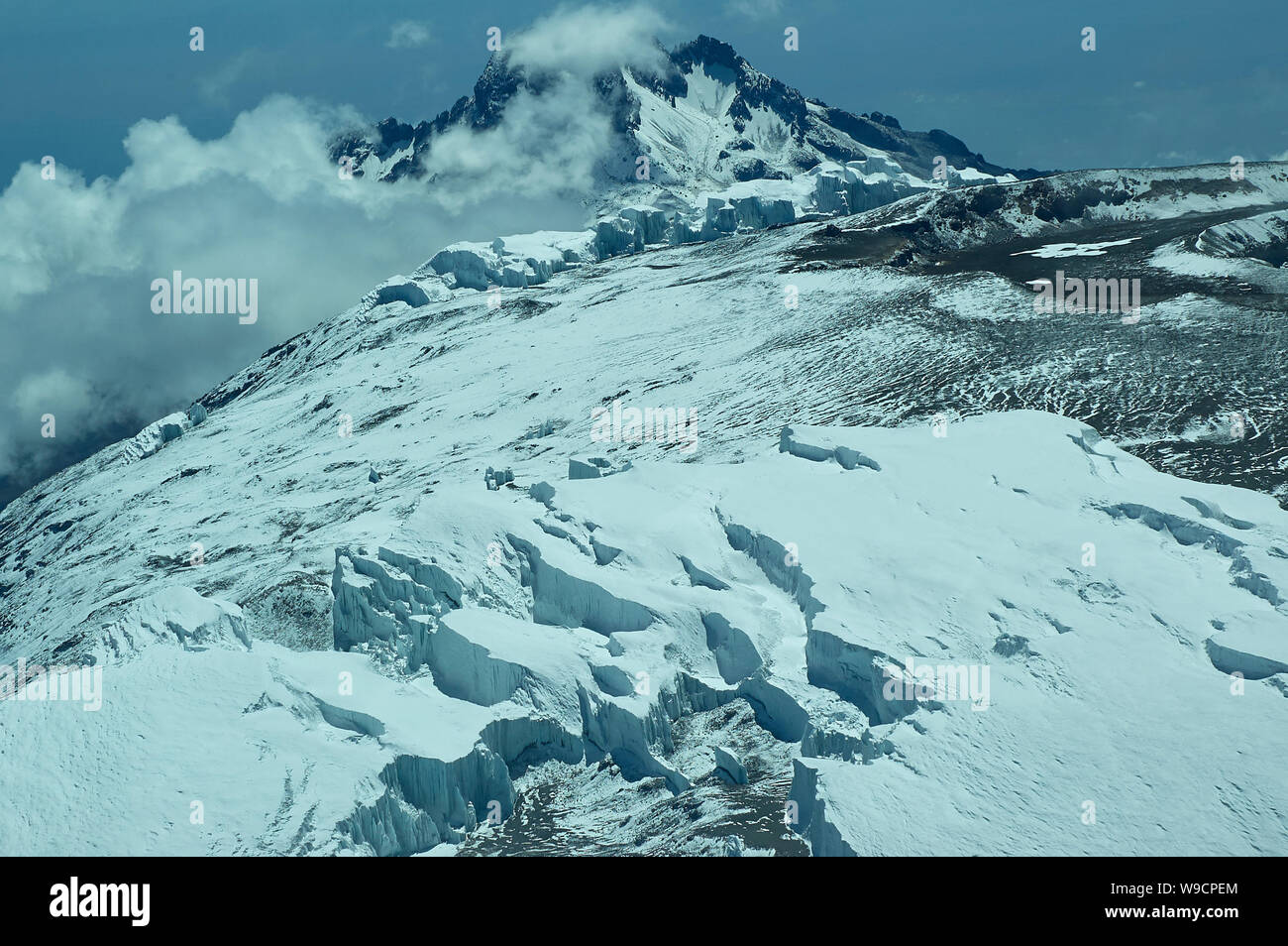 Mt. Kilimanjaro with Kibo peak and Mawenzi peak in the background ...
