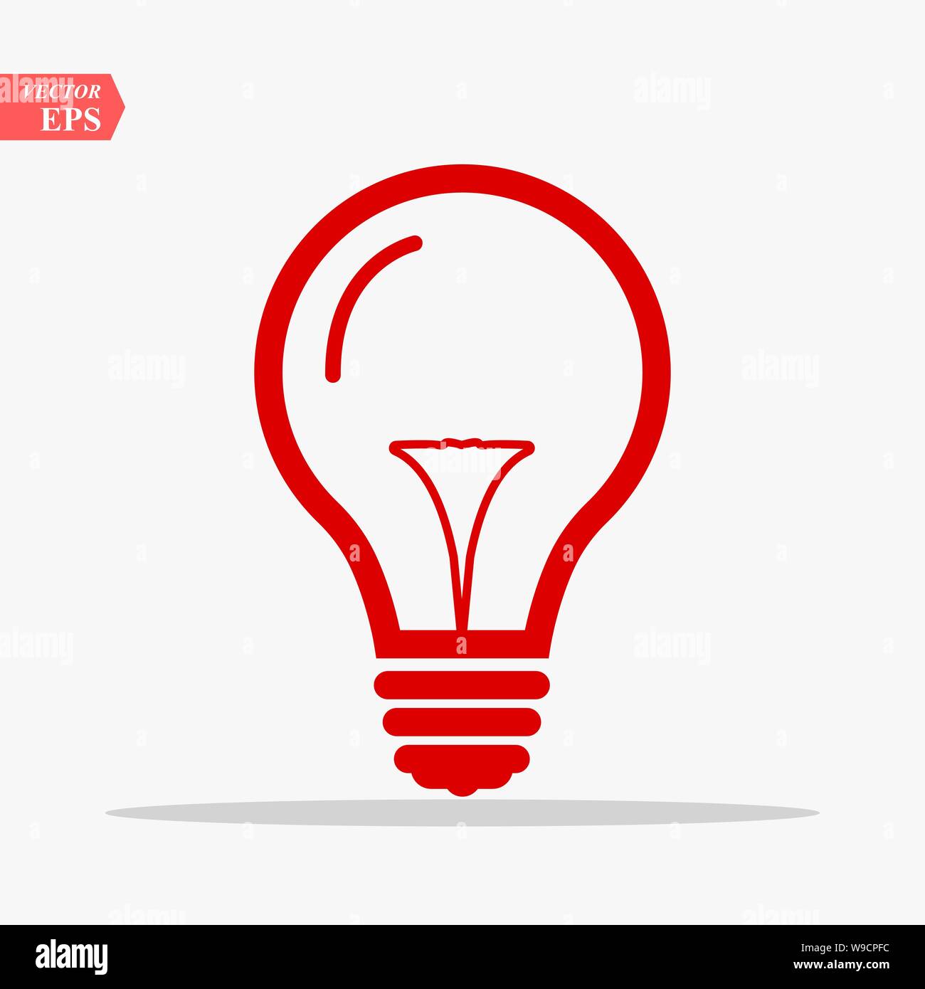 Red Bulb light vector icon. Lighting Electric lamp. Electricity, shine ...
