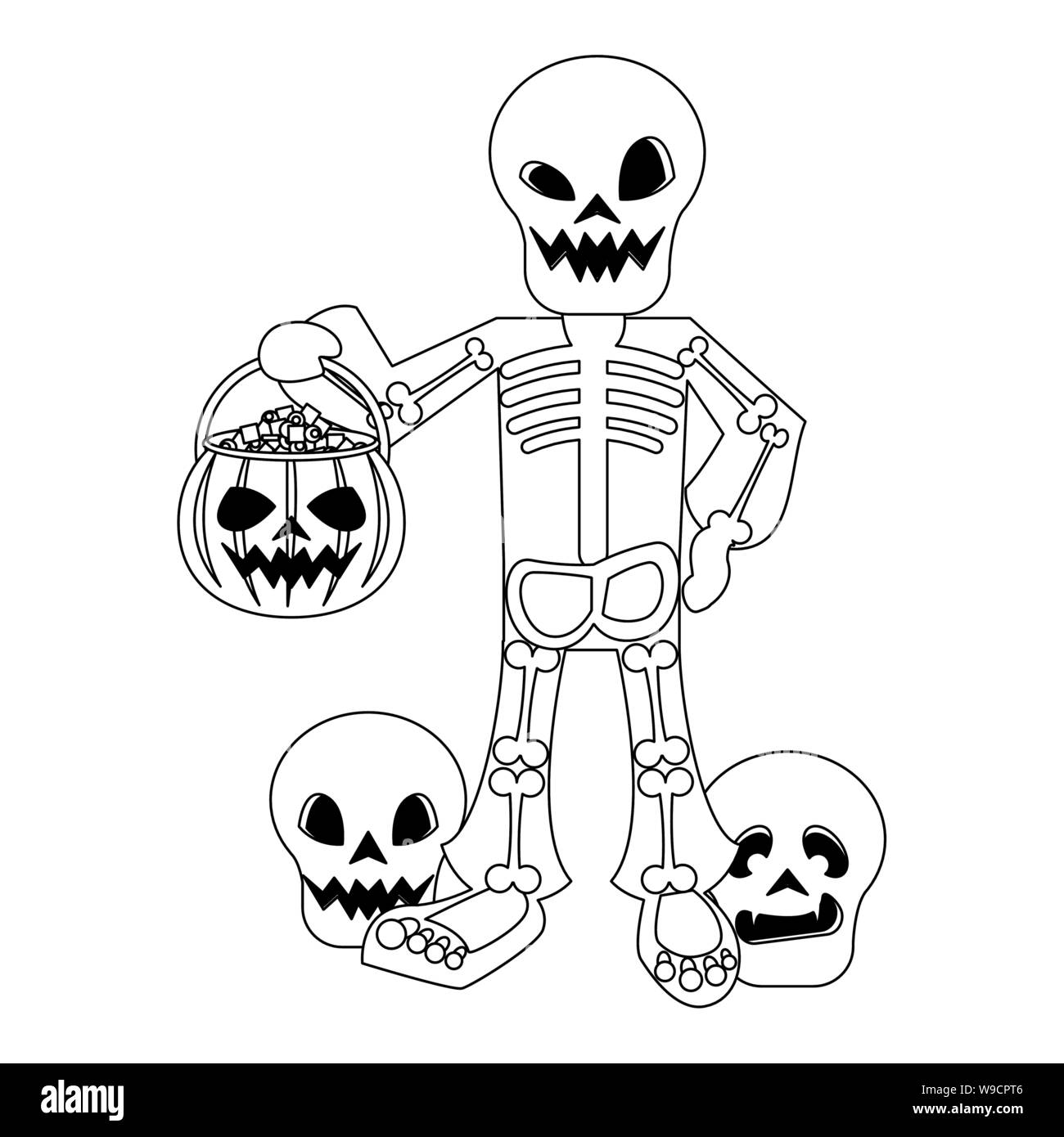 halloween october scary celebration cartoon in black and white Stock ...