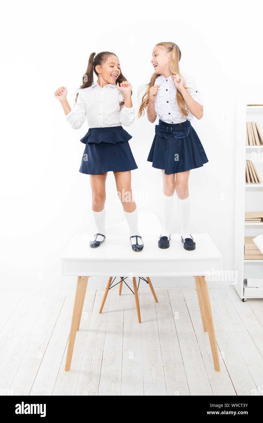 On same wave. On the top. Popular girls in classroom. School friendship ...