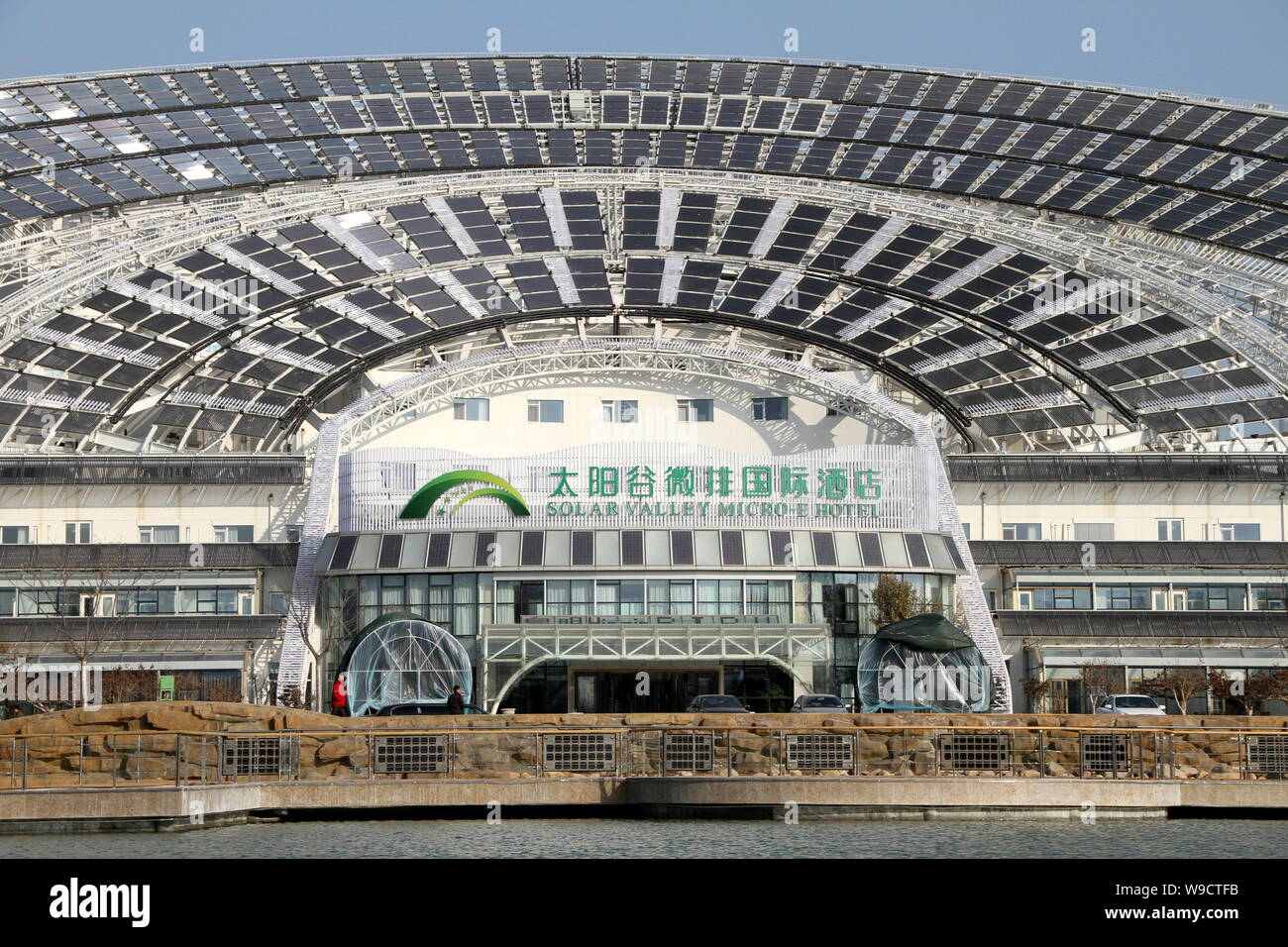 The Solar Valley Micro-E Hotel is seen equipped with many solar heat ...