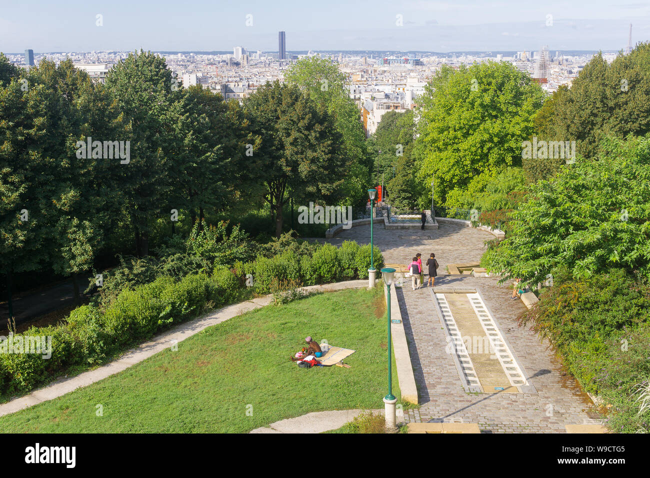 Paris Belleville Park - park with a view of Paris skyline, in the 20th ...