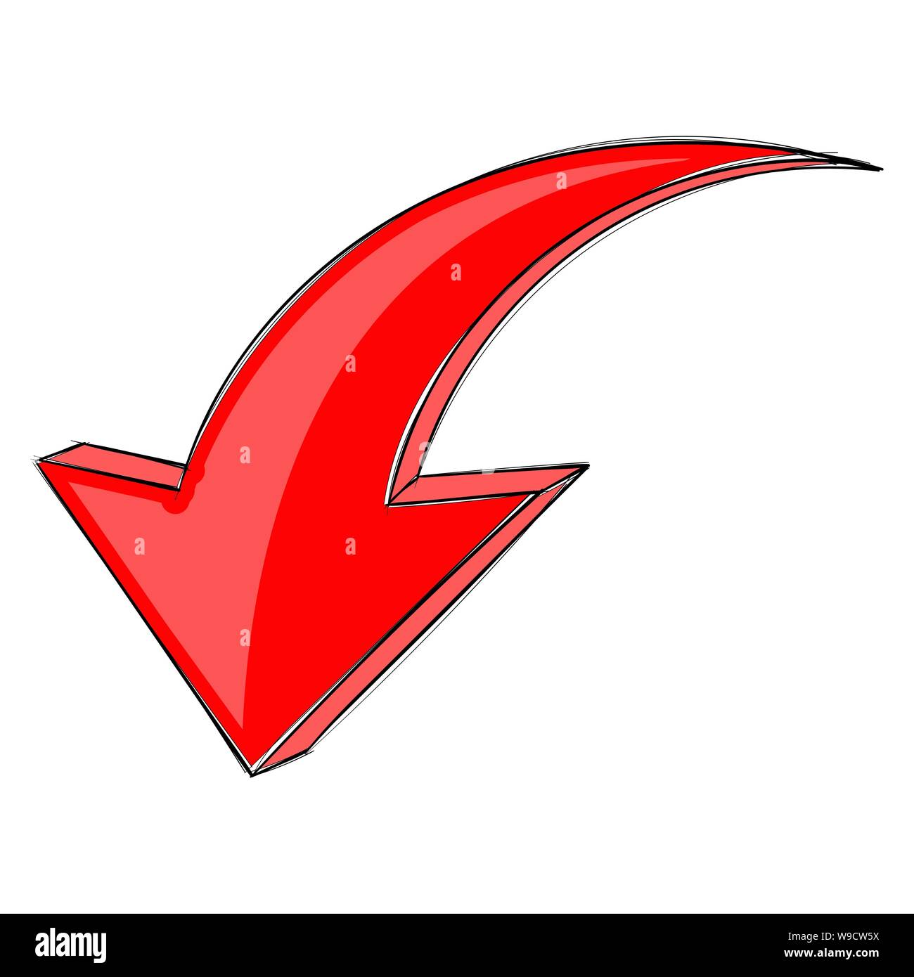 Down red arrow Cut Out Stock Images & Pictures - Alamy