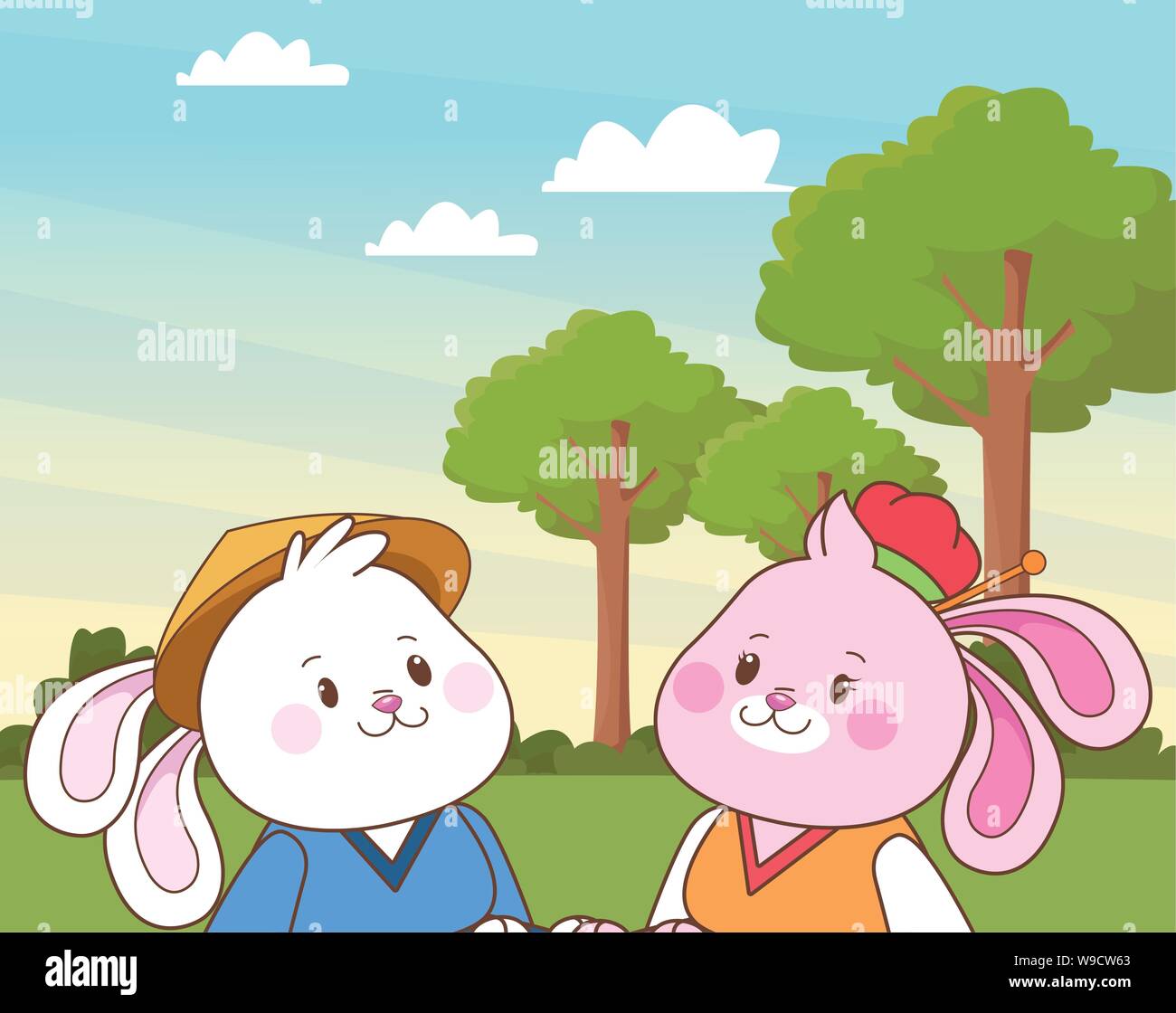 Rabbits in mid autumn festival cartoons Stock Vector Image & Art - Alamy