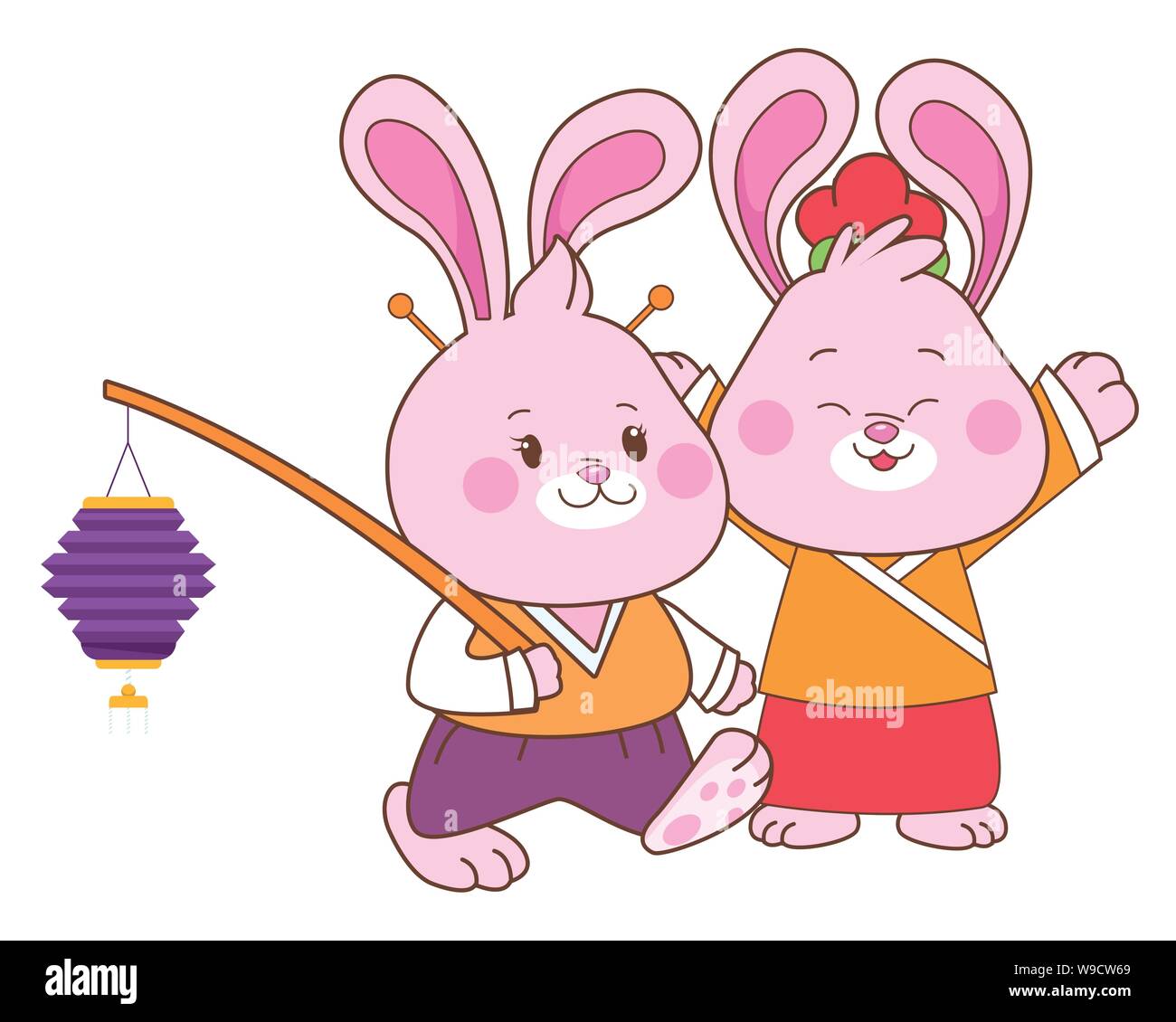Rabbits in mid autumn festival cartoons Stock Vector Image & Art - Alamy