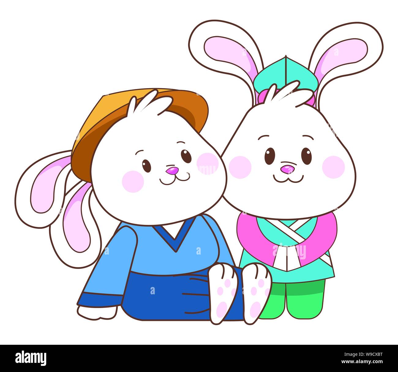 Rabbits celebrating mid autumn festival cartoons Stock Vector Image ...