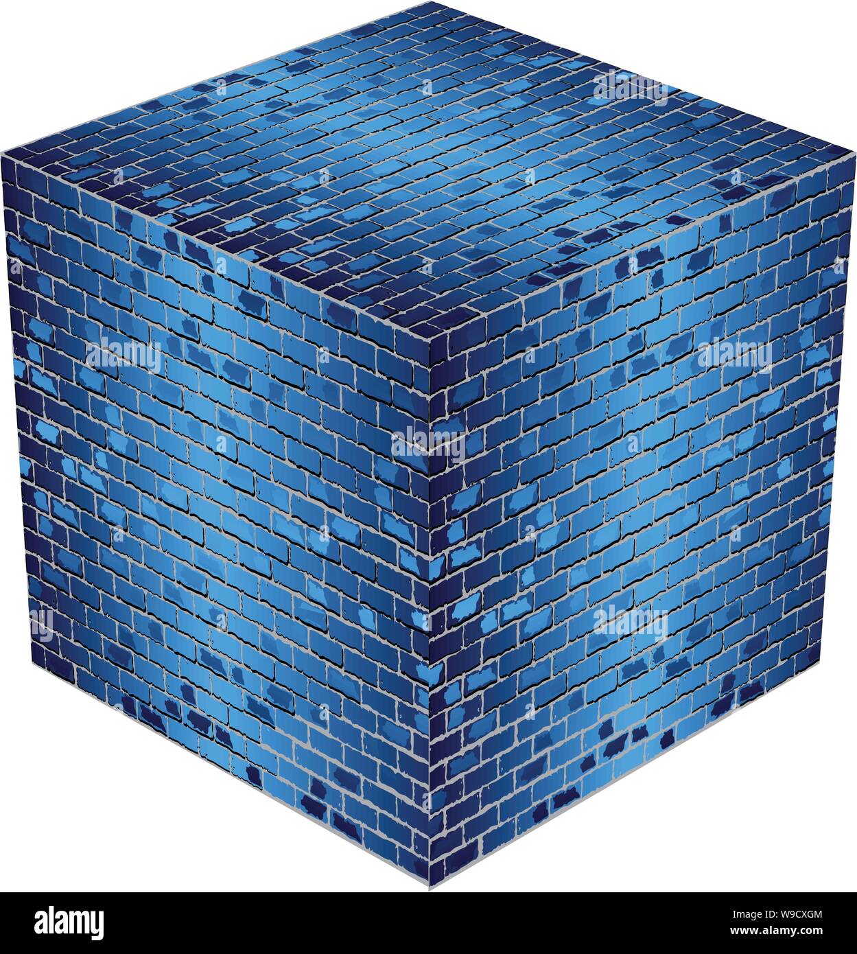 A cube made of blue bricks - Illustration, Azure abstract vector ...