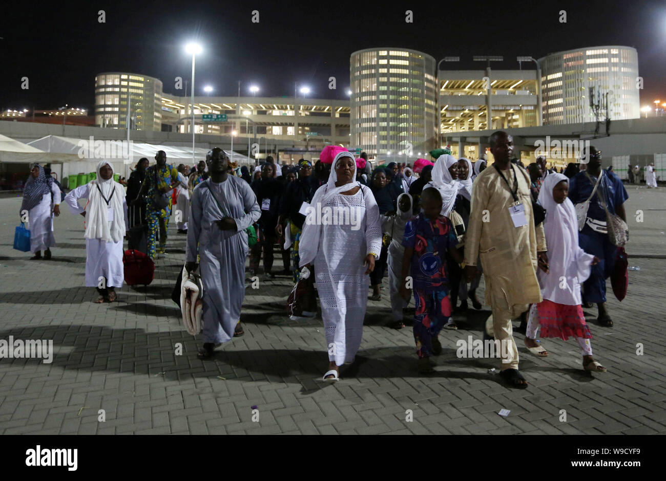 Mecca, Mecca, Saudi Arabia. 13th Aug, 2019. Muslim pilgrims arrive to ...