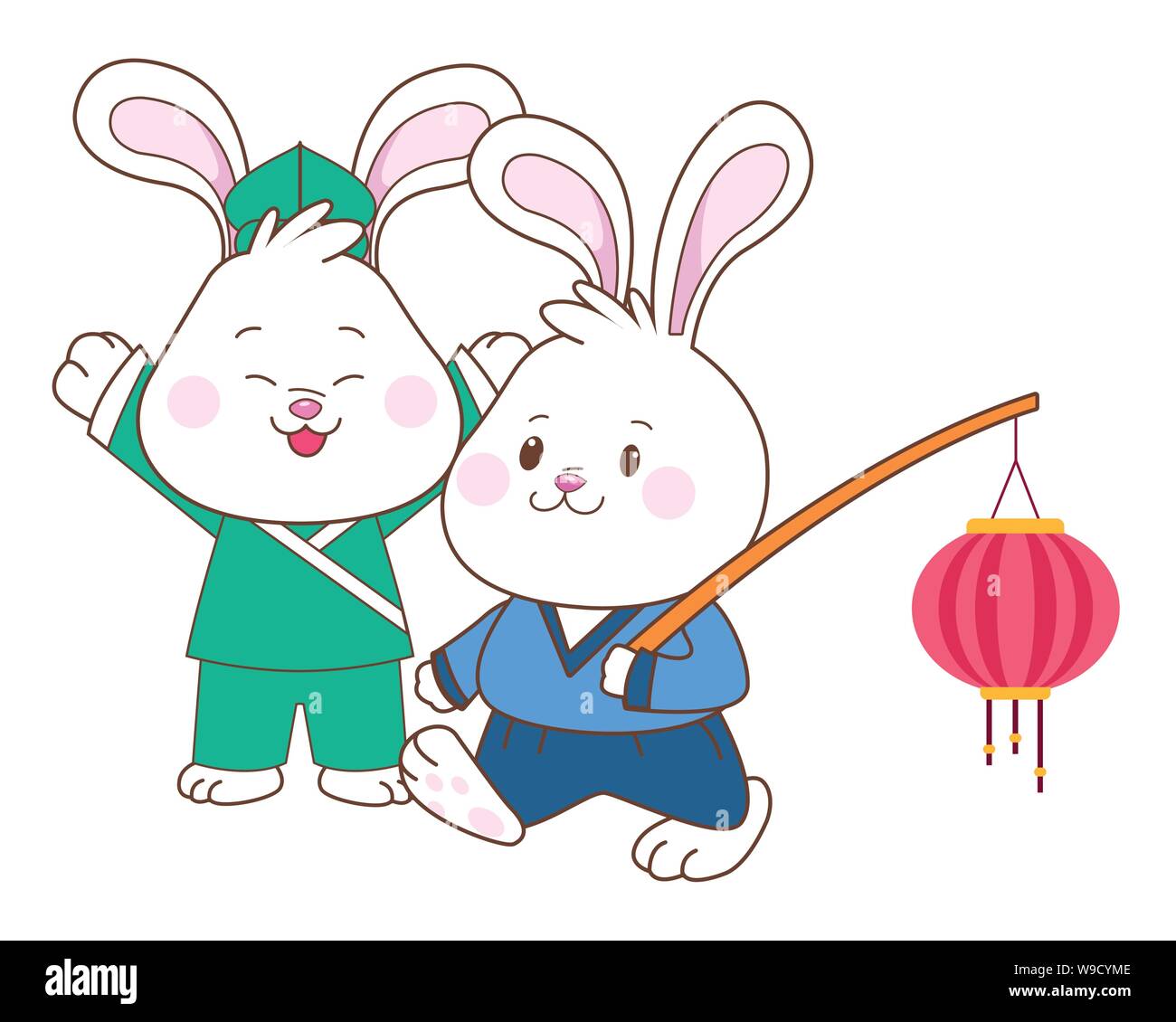 Rabbits in mid autumn festival cartoons Stock Vector Image & Art - Alamy