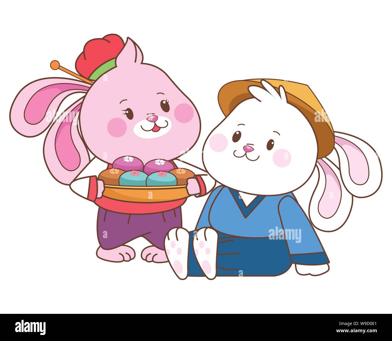 Rabbits in mid autumn festival cartoons Stock Vector Image & Art - Alamy