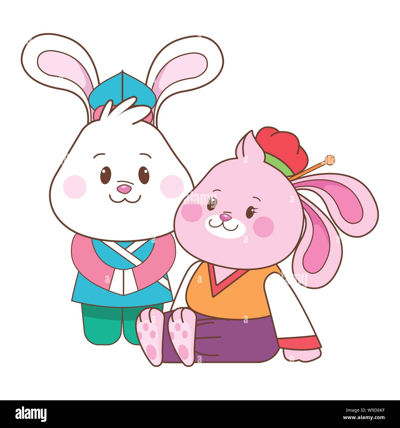 Rabbits in mid autumn festival cartoons Stock Vector Image & Art - Alamy
