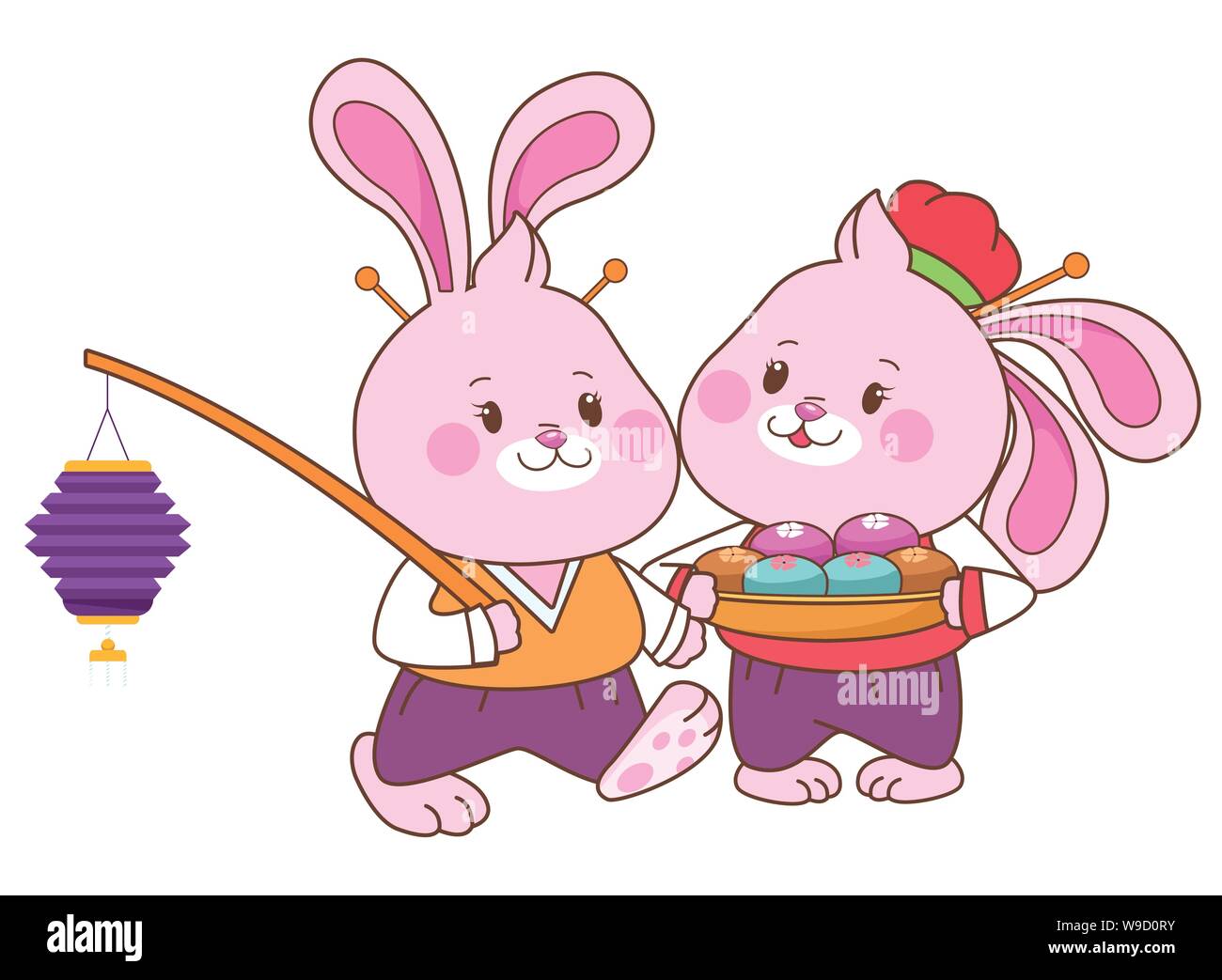 Rabbits in mid autumn festival cartoons Stock Vector Image & Art - Alamy