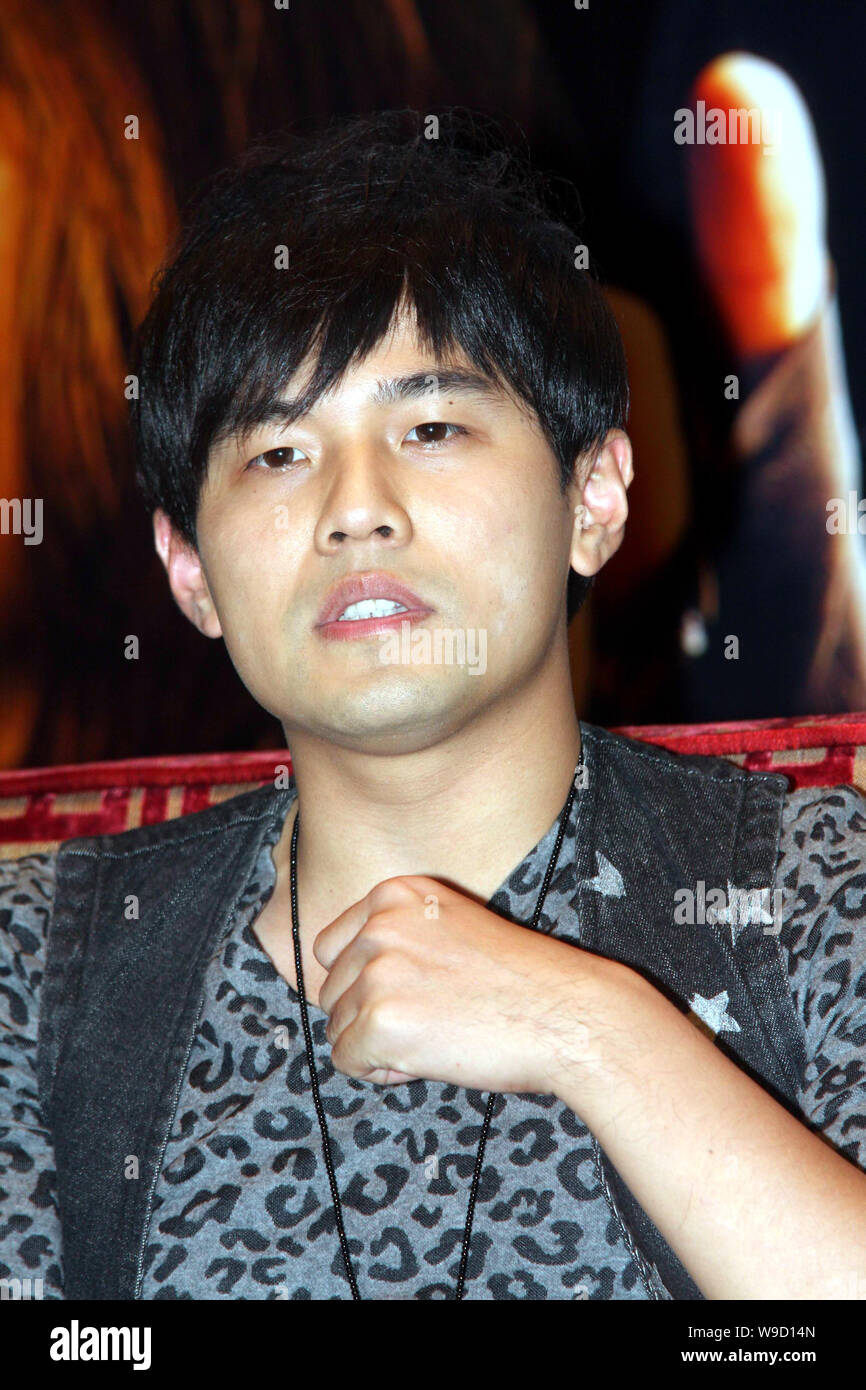 Taiwanese singer and actor Jay Chou is seen at a press conference to ...