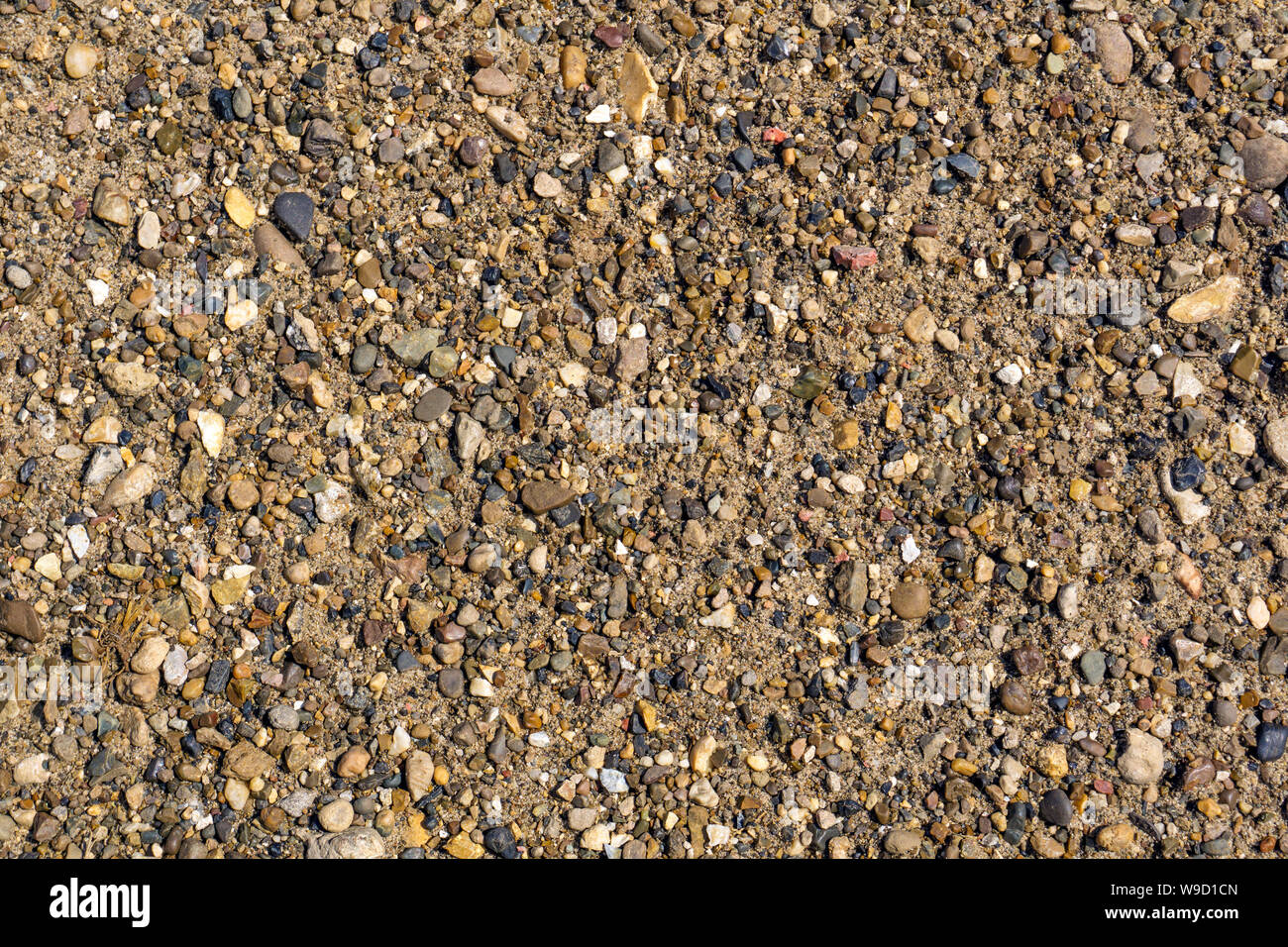 background, texture - small pebbles and sand on the river bank Stock ...