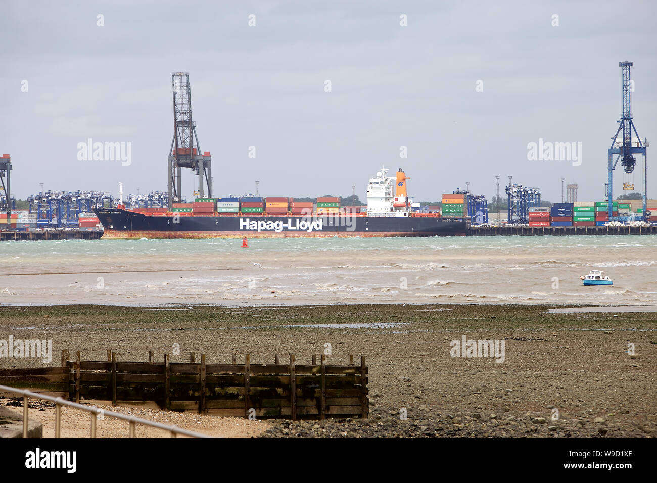 Container ship Valencia Express docked at the Port of Felixstowe ...