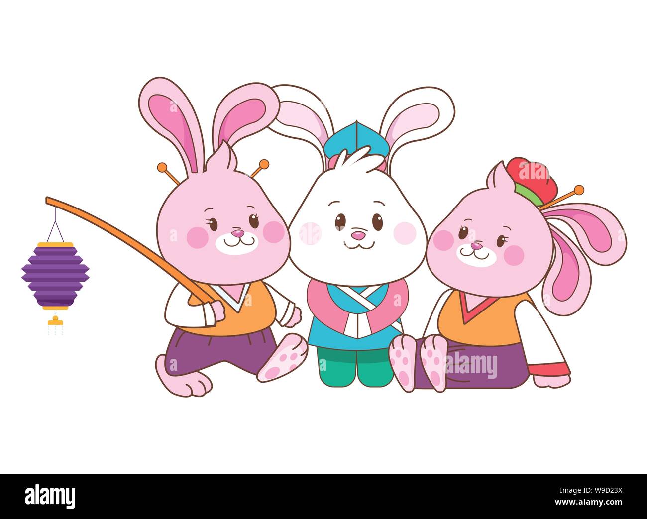 Rabbits celebrating mid autumn festival cartoons Stock Vector Image ...