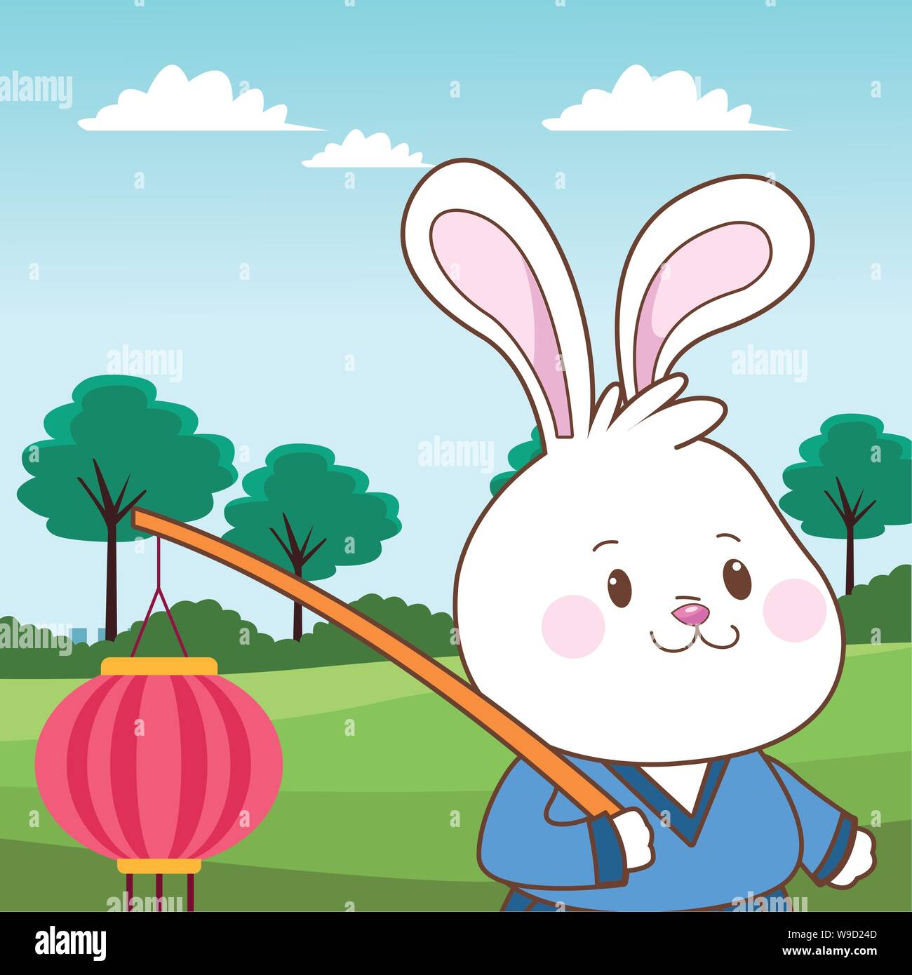 Mid autumn cute rabbit cartoon Stock Vector Image & Art - Alamy