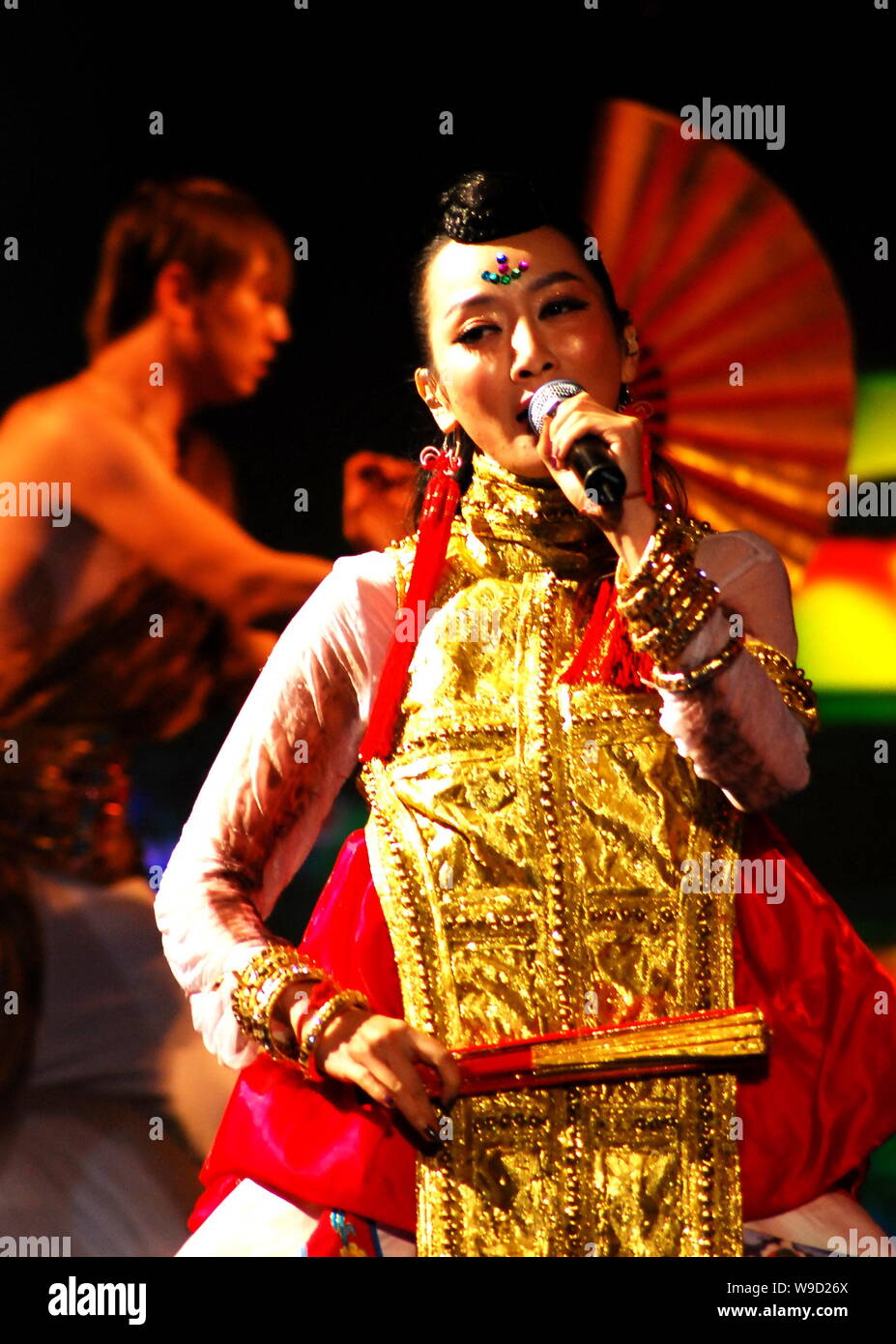 Chinese singer Sa Dingding performs during an event marking the third ...