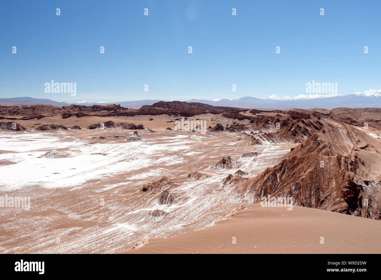 Lunar landscape of dunes, rugged mountains and distinctive geological ...
