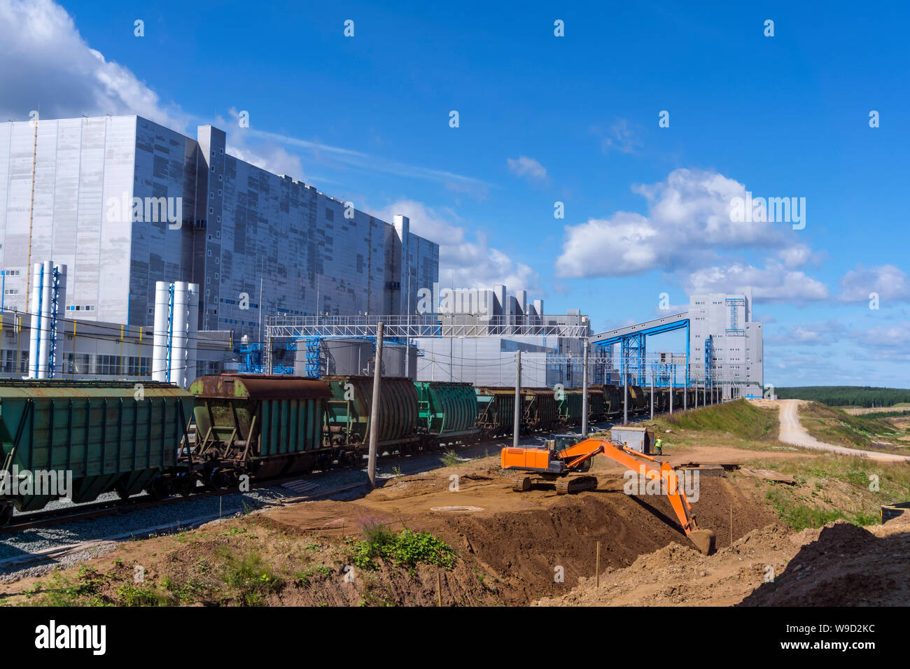 construction of jelly-roads in front of complex of mine buildings of a ...