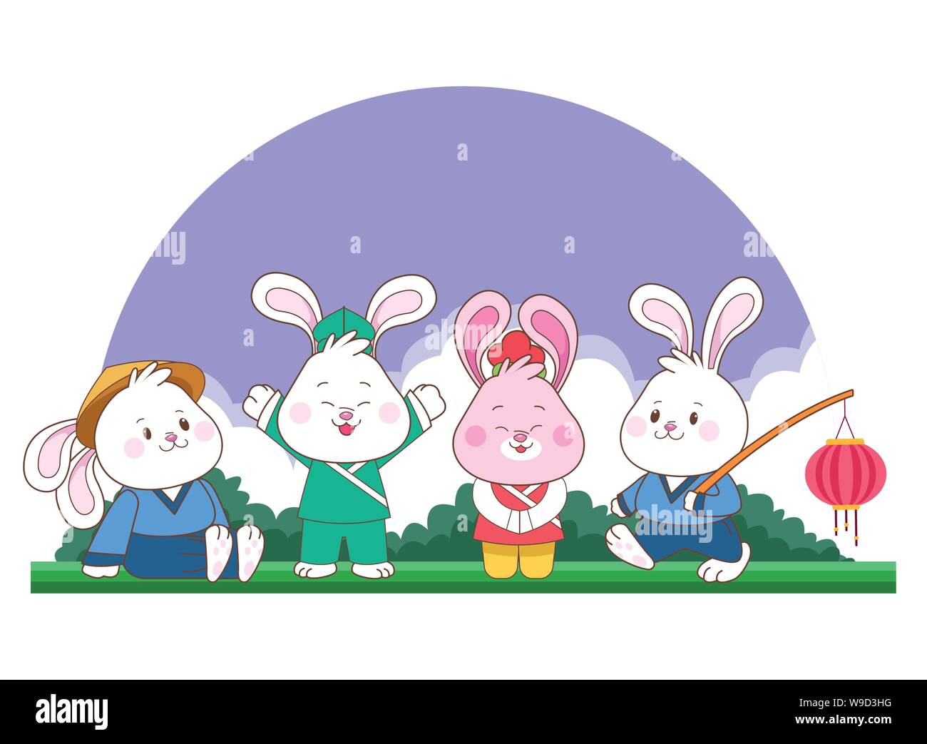Rabbits celebrating mid autumn festival cartoons Stock Vector Image & Art - Alamy